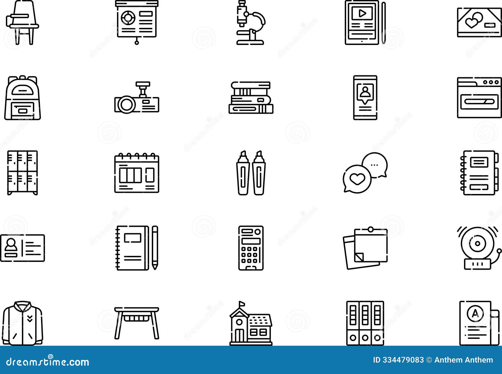 High School Icon Pack Collection is a Vector Illustration with Editable Stroke. Stock Vector ...