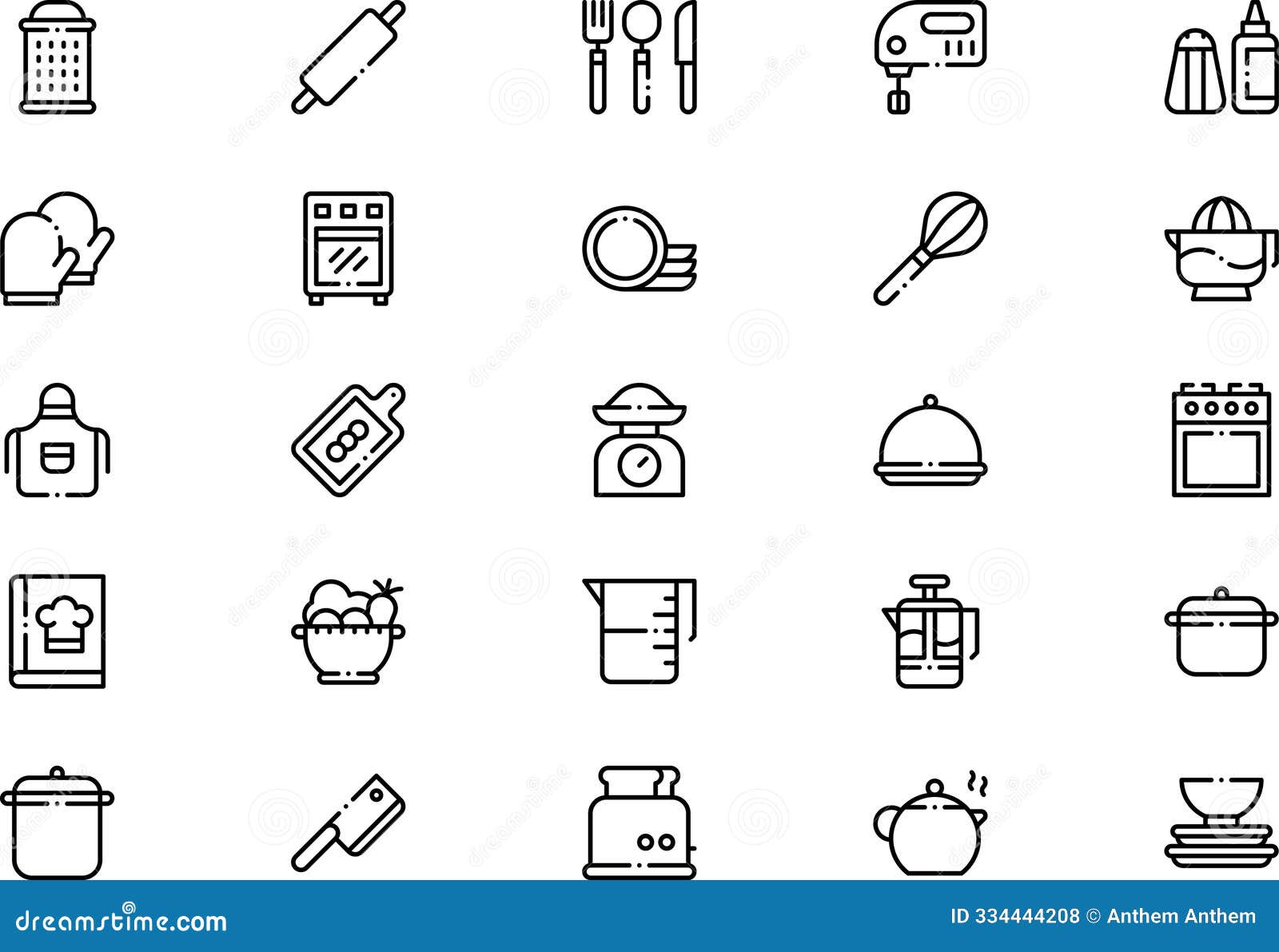 Kitchen Icons Collection is a Vector Illustration with Editable Stroke ...