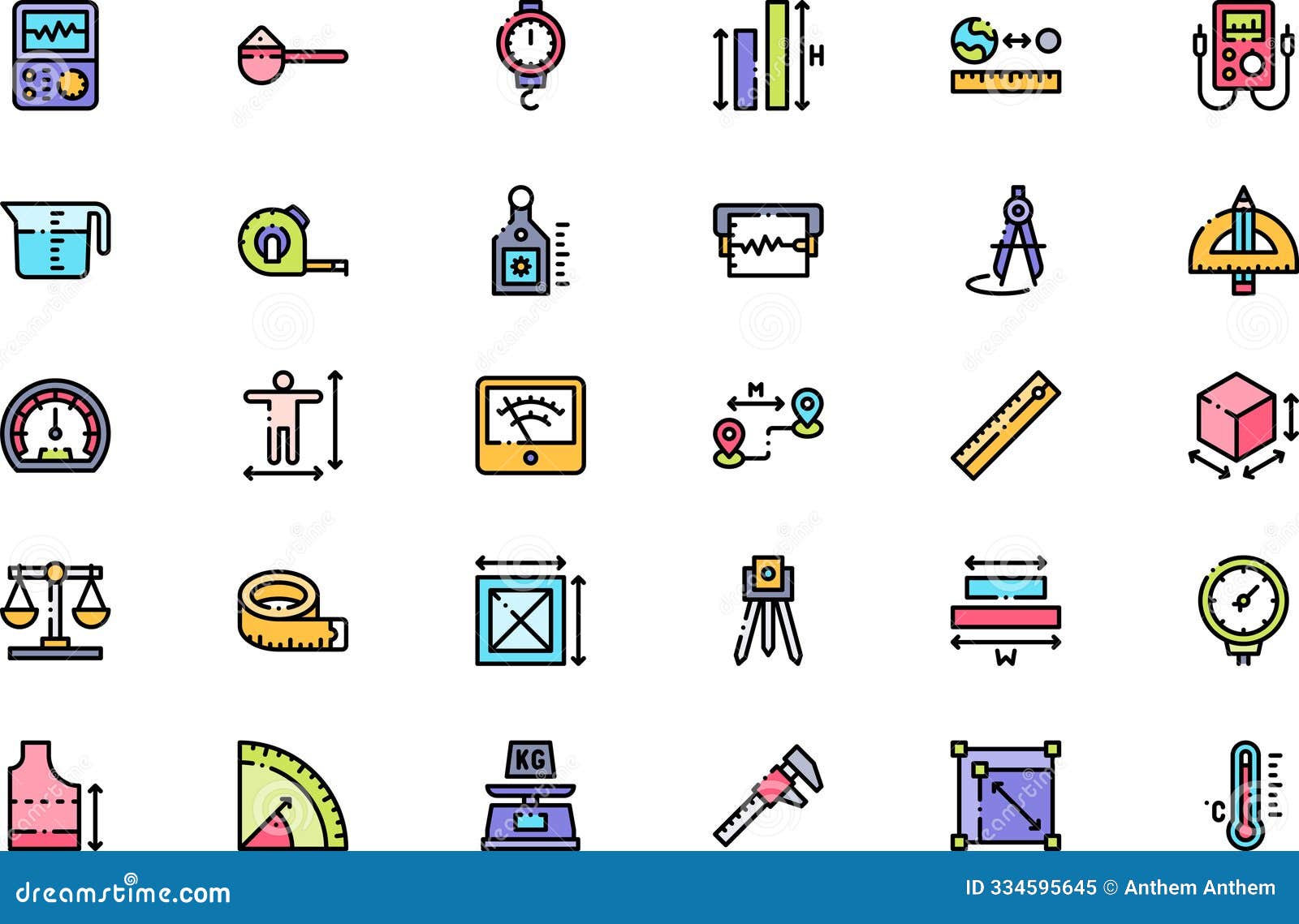 Measures Icons Collection is a Vector Illustration with Editable Stroke ...