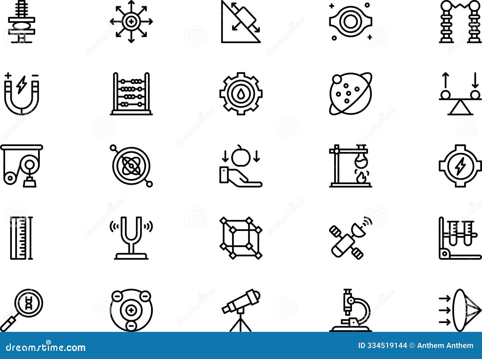Physics Icons Collection is a Vector Illustration with Editable Stroke ...