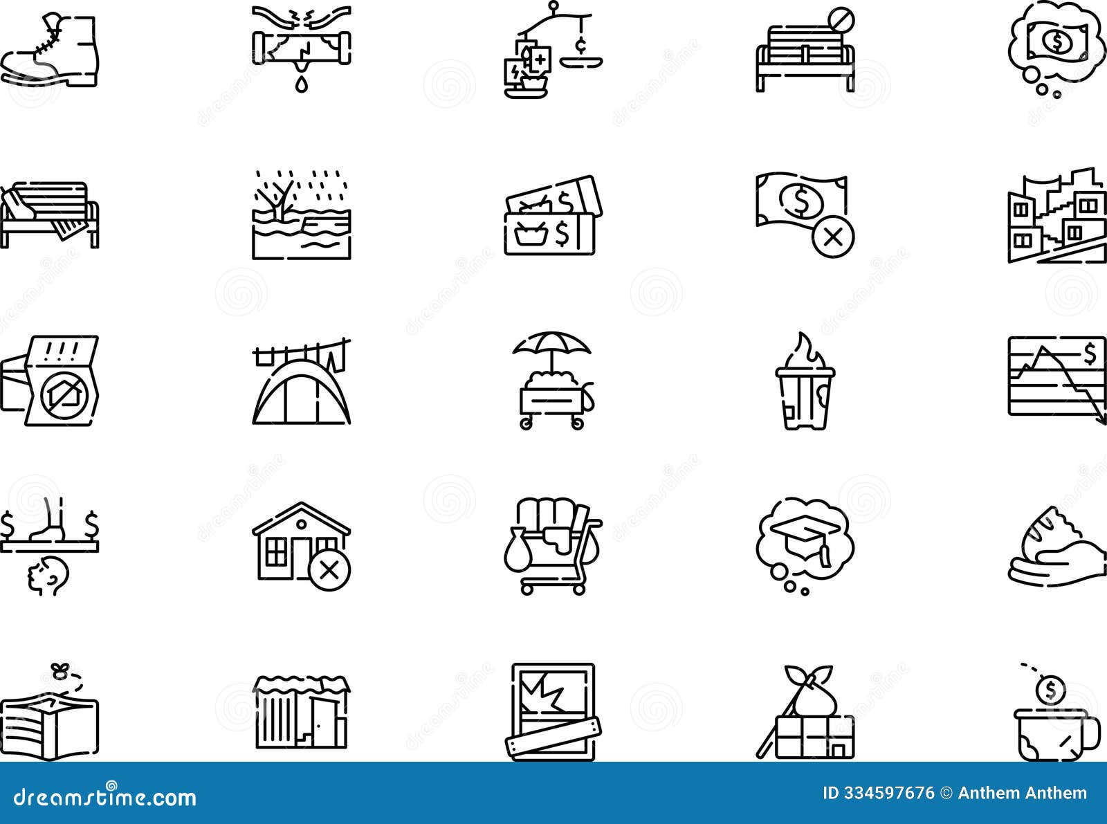 Poverty Icons Collection is a Vector Illustration with Editable Stroke ...