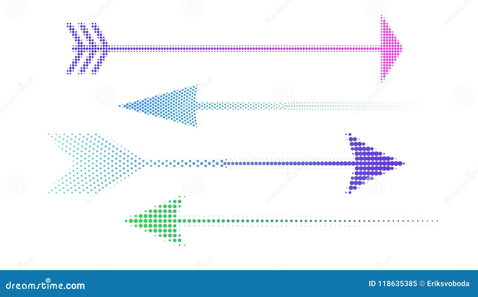 Icons of Colored Halftone Arrows. Set of Abstract Vector Arrows from ...