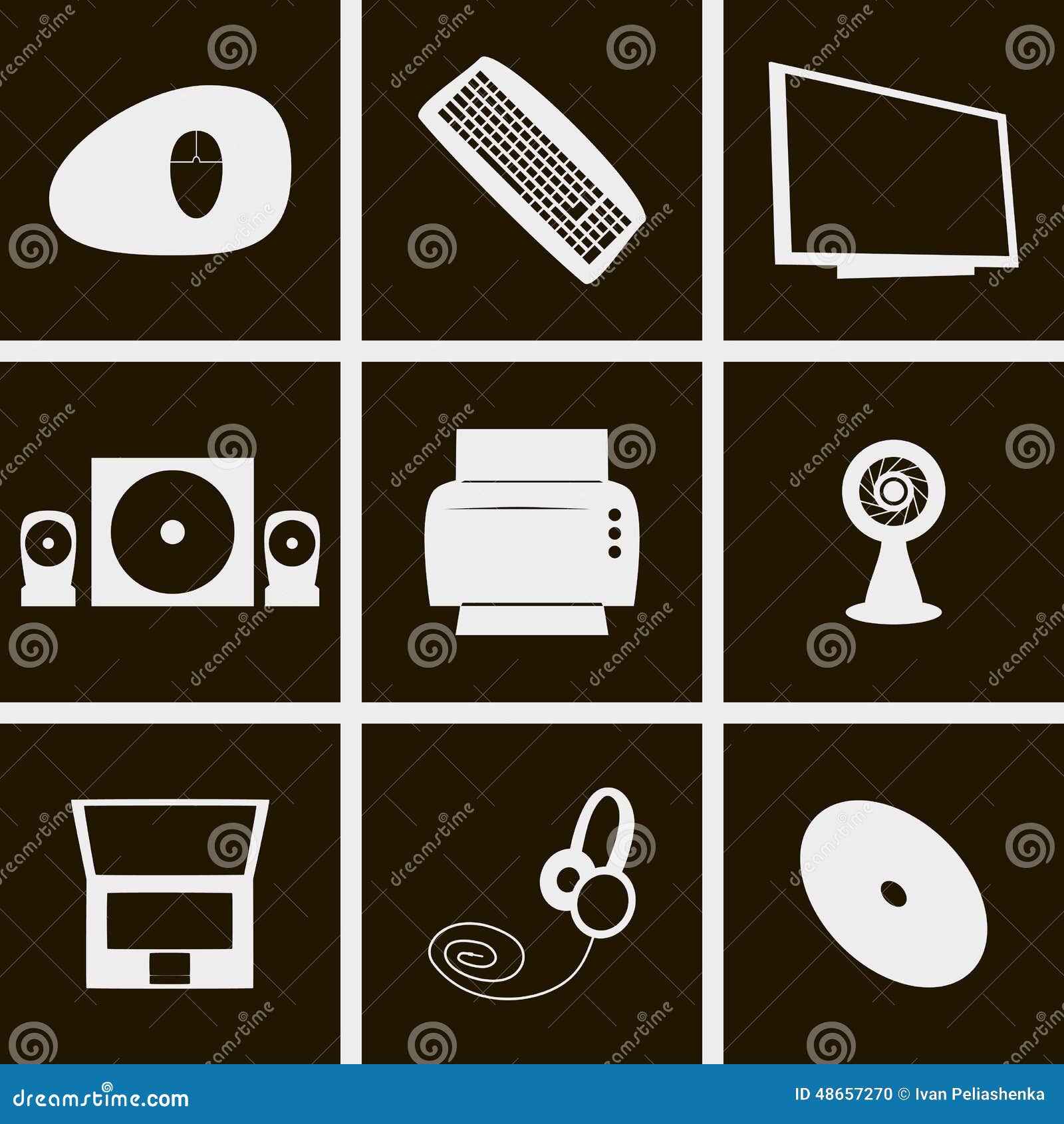 Icons computer things stock vector. Illustration of computer - 48657270