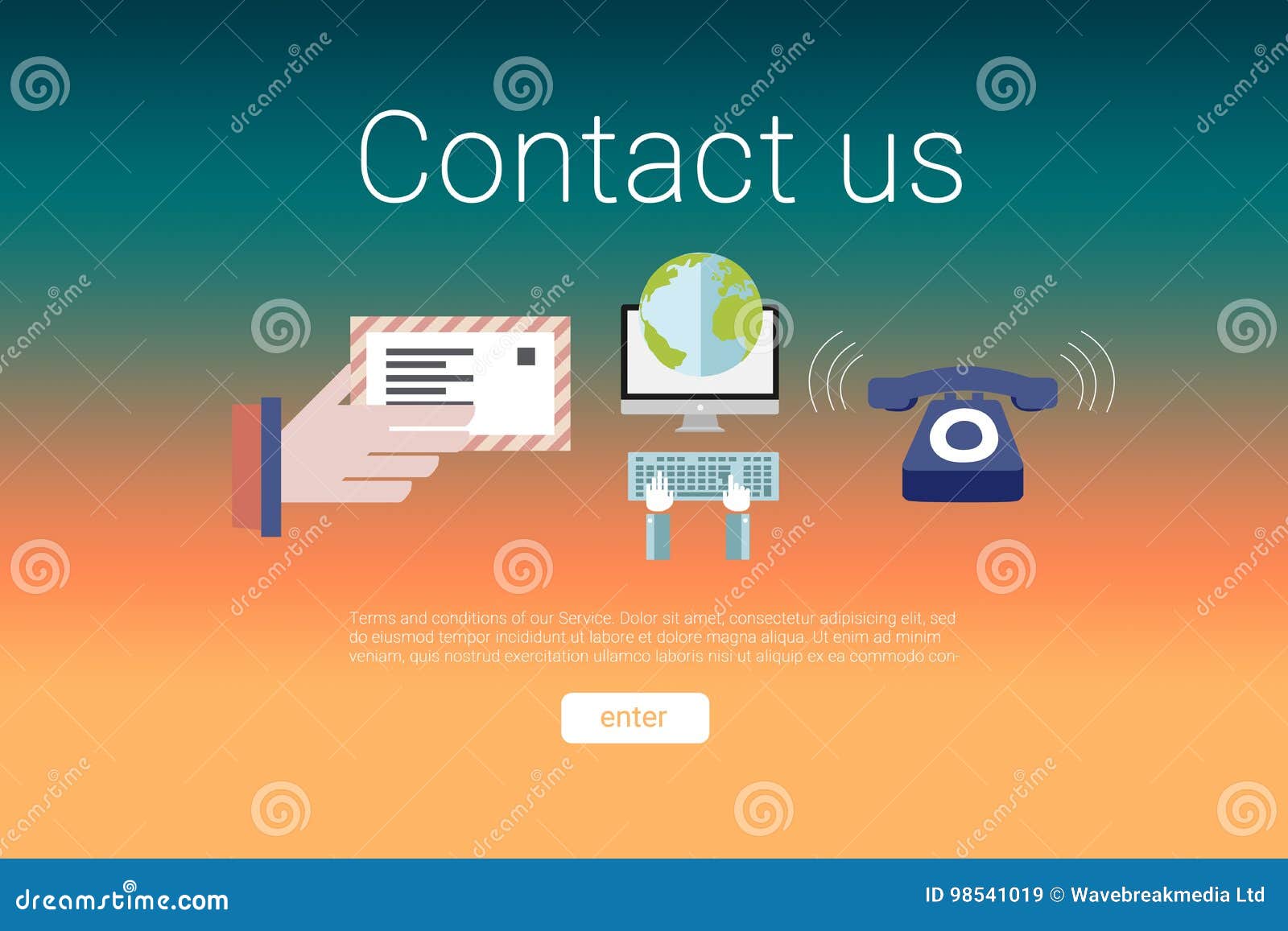 Composite Image of Icons with Contact Us Text Stock Illustration ...