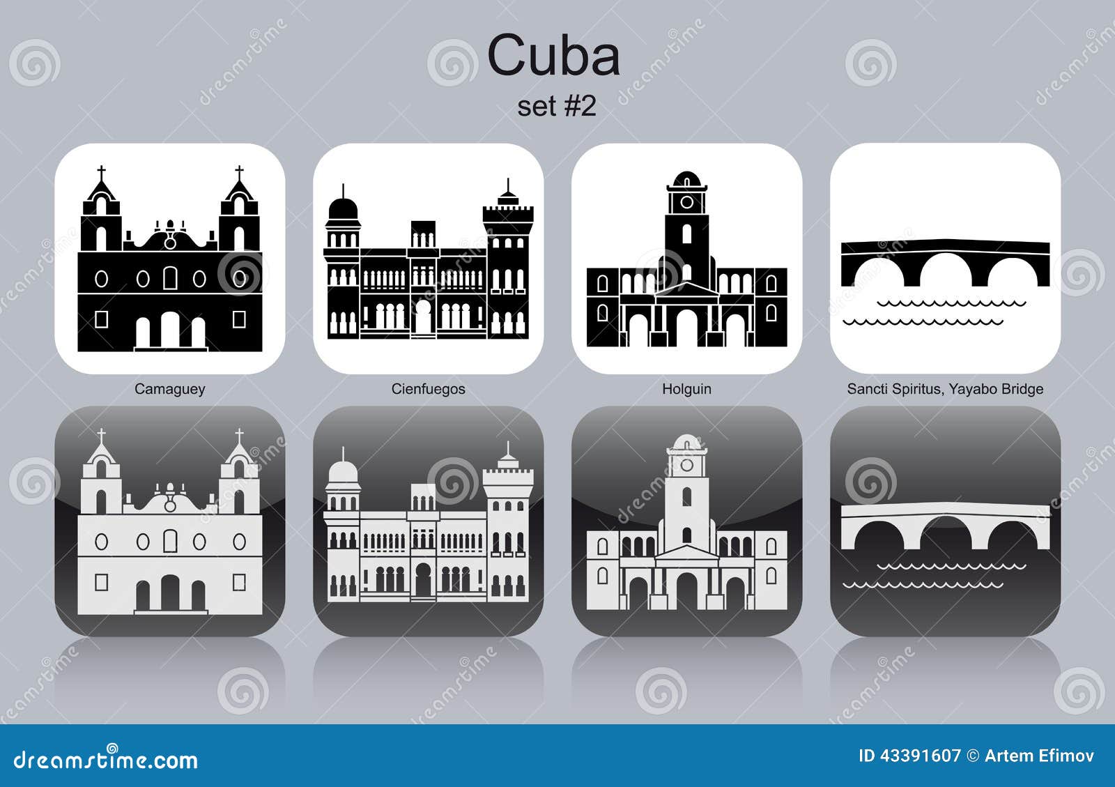Icons of Cuba stock vector. Illustration of flat, merced - 43391607