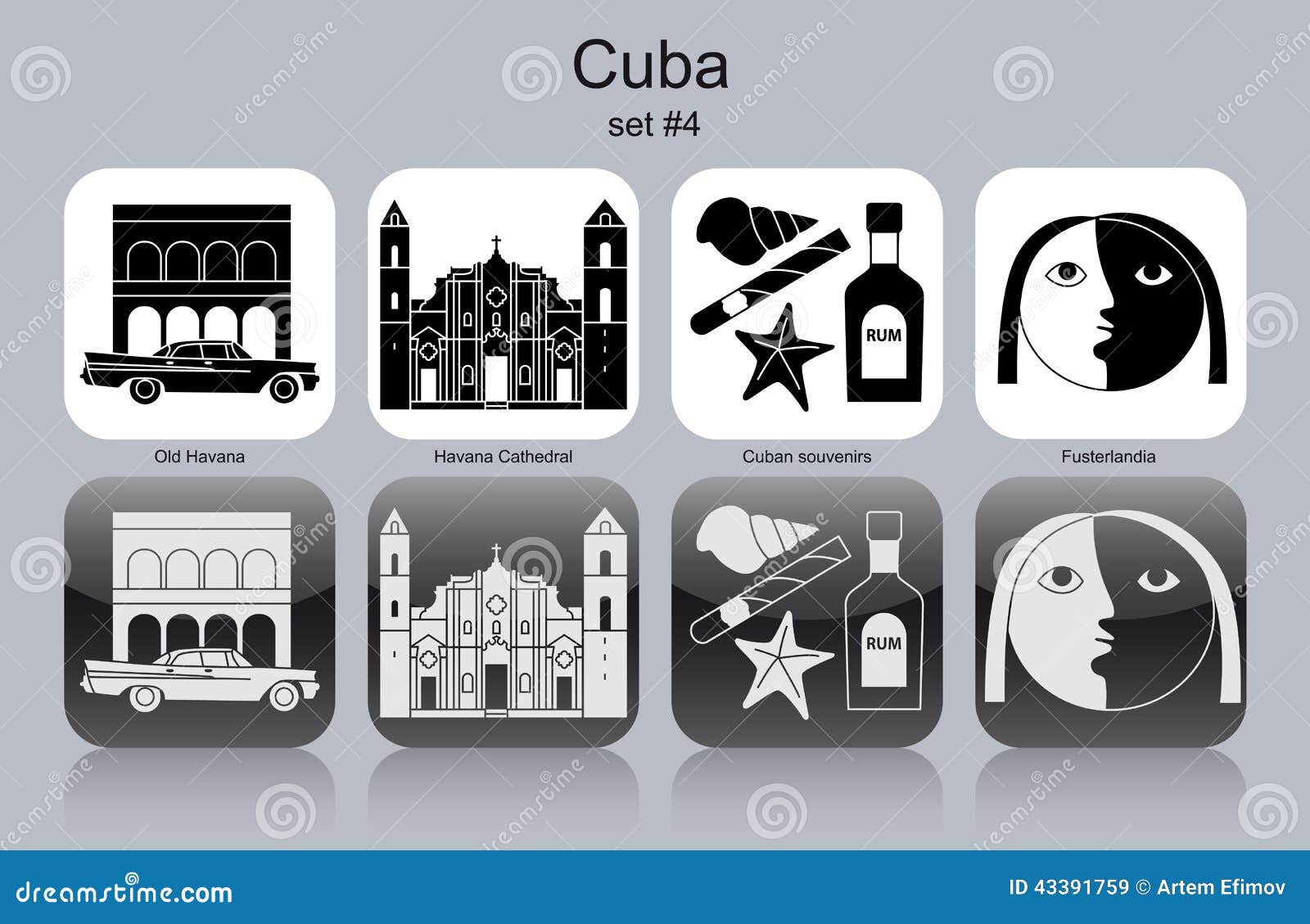 Icons of Cuba stock vector. Illustration of souvenir - 43391759