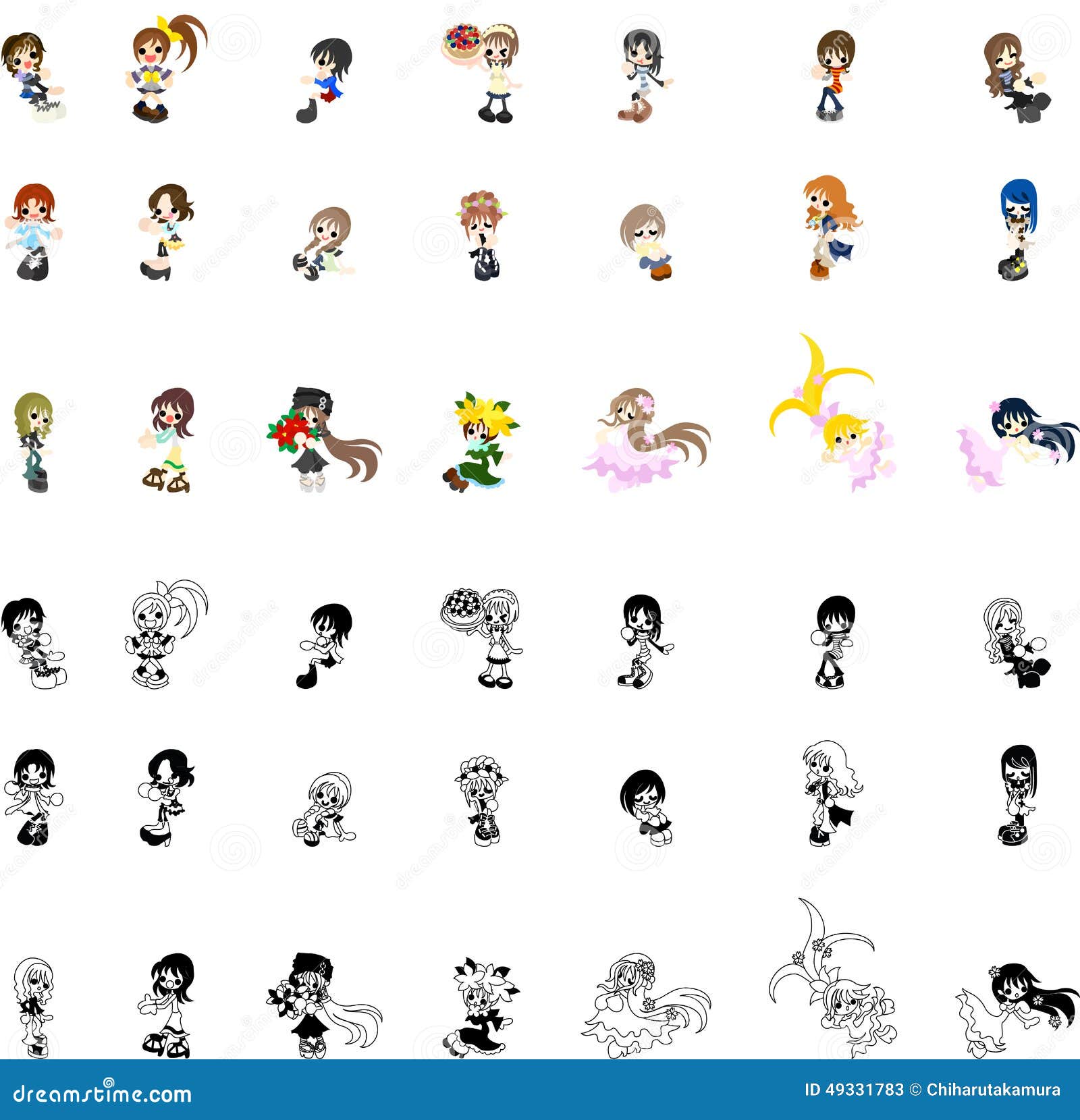 Icons of so cute Girls stock vector. Illustration of pretty - 49331783