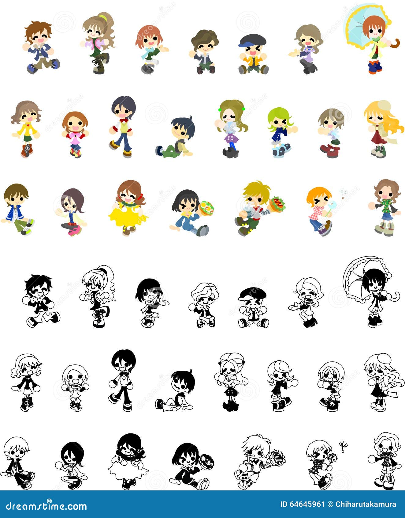 Icons of cute people stock vector. Illustration of vector - 64645961