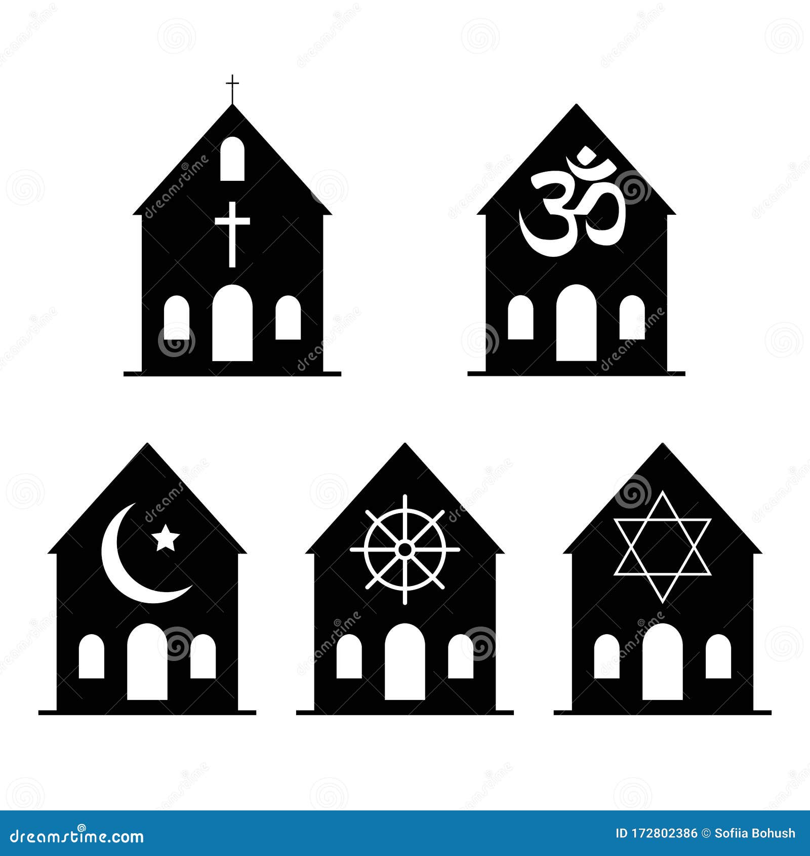 Icons Denoting Different Religious Symbols. Vector Illustration Royalty ...