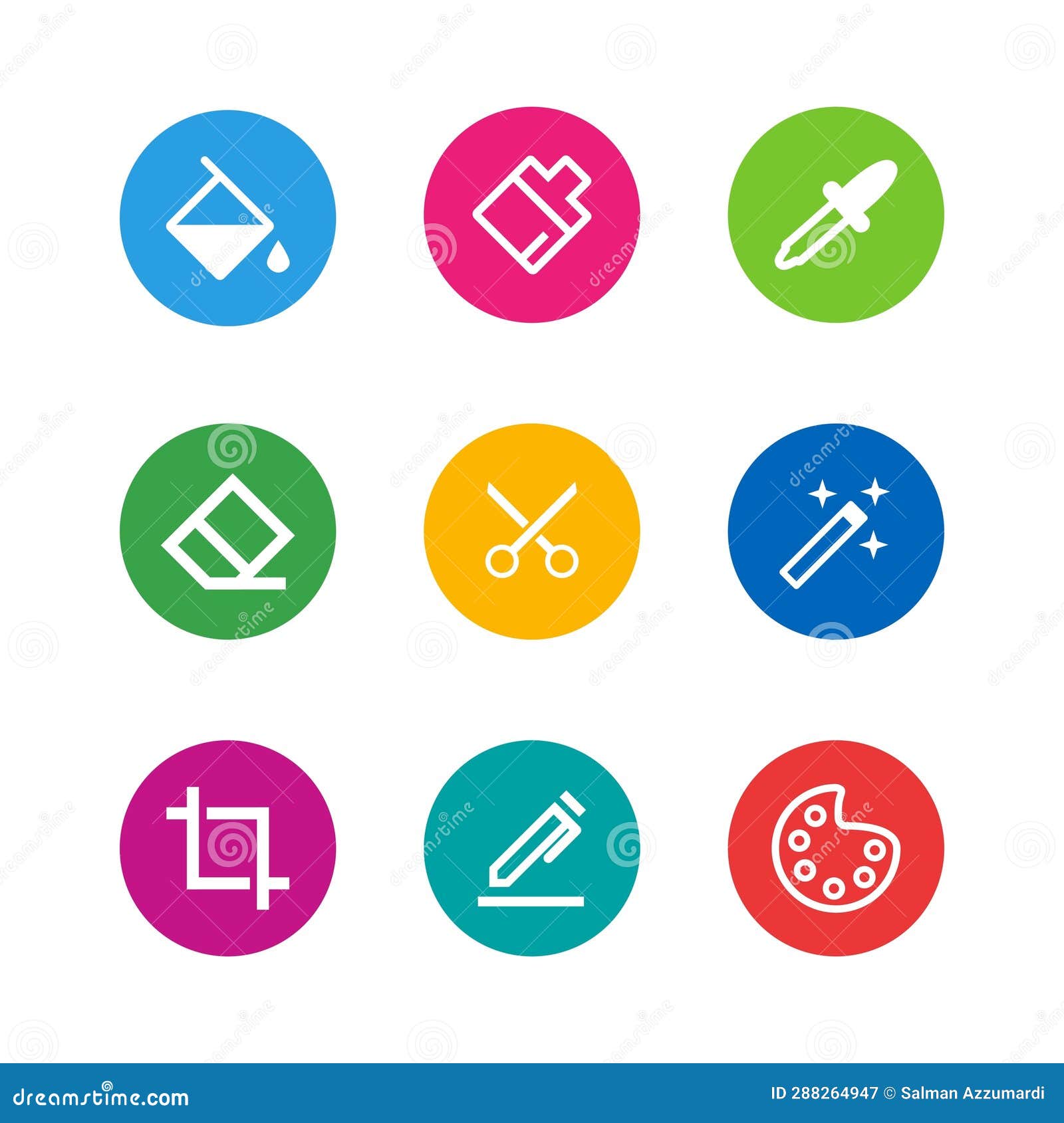 Icons of Designing Tools, Main Page Interface Stock Vector ...