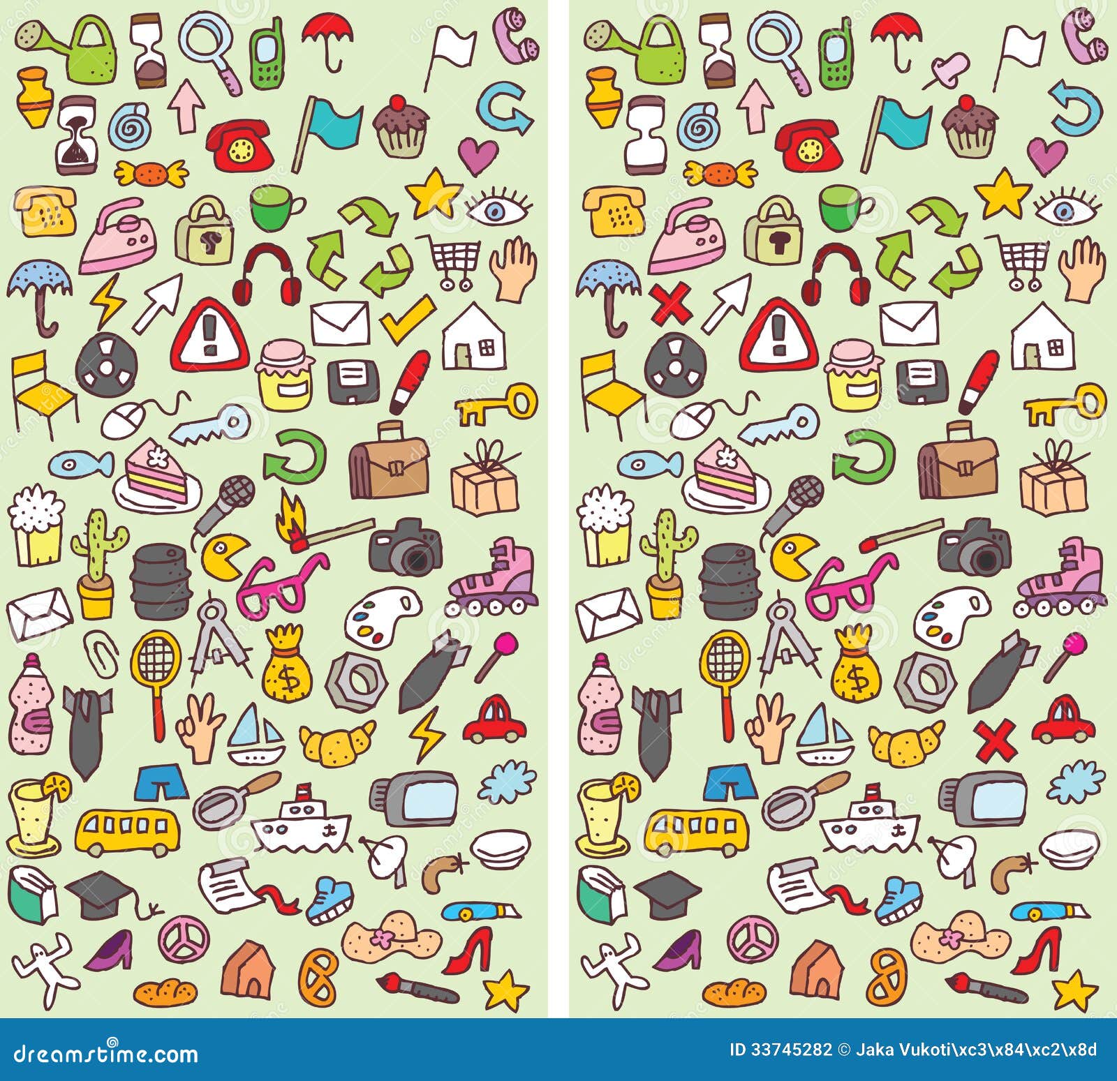 Icons Differences Visual Game Stock Vector - Illustration of children ...