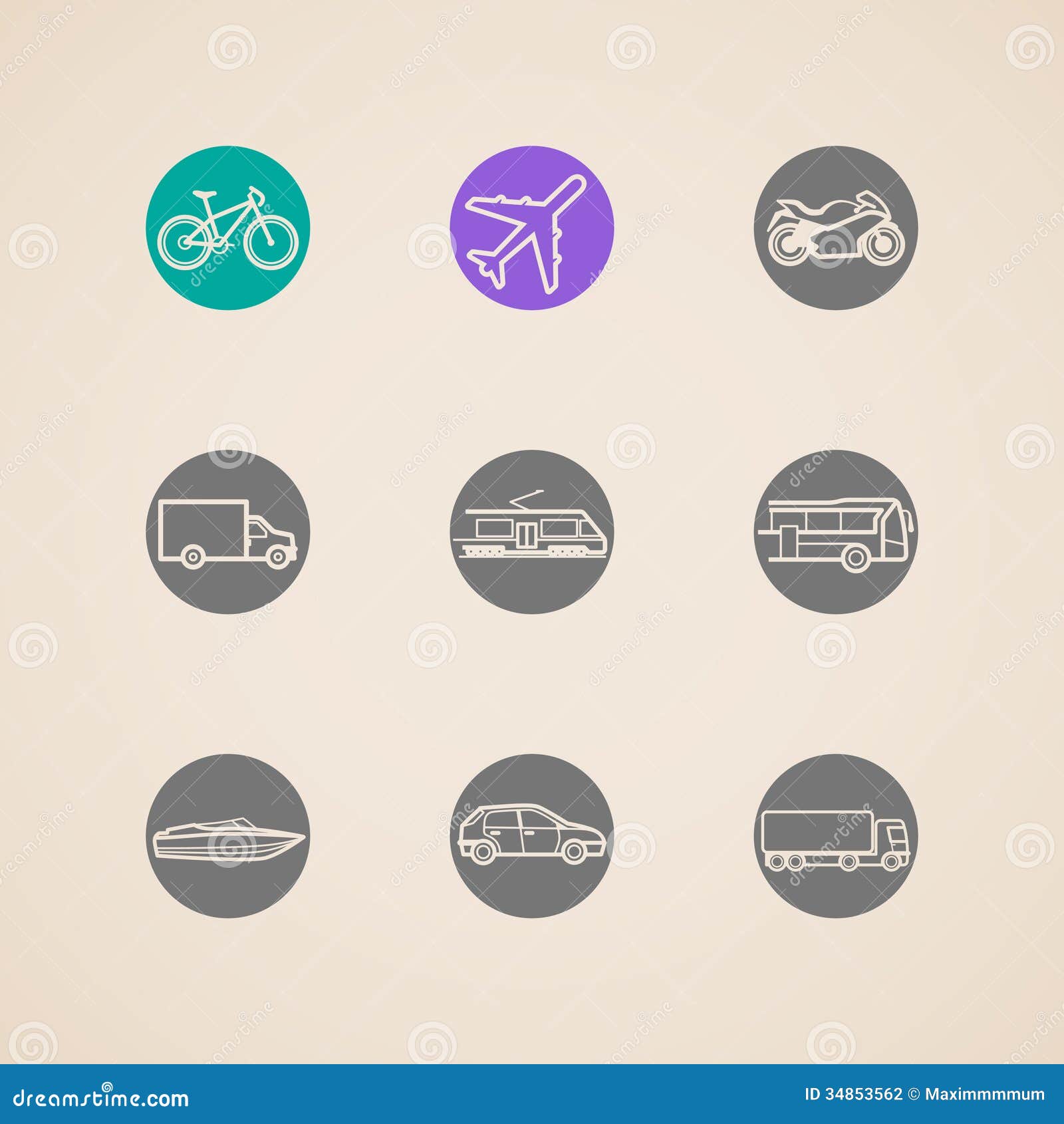 Icons with Different Modes of Transport Stock Vector - Illustration of ...