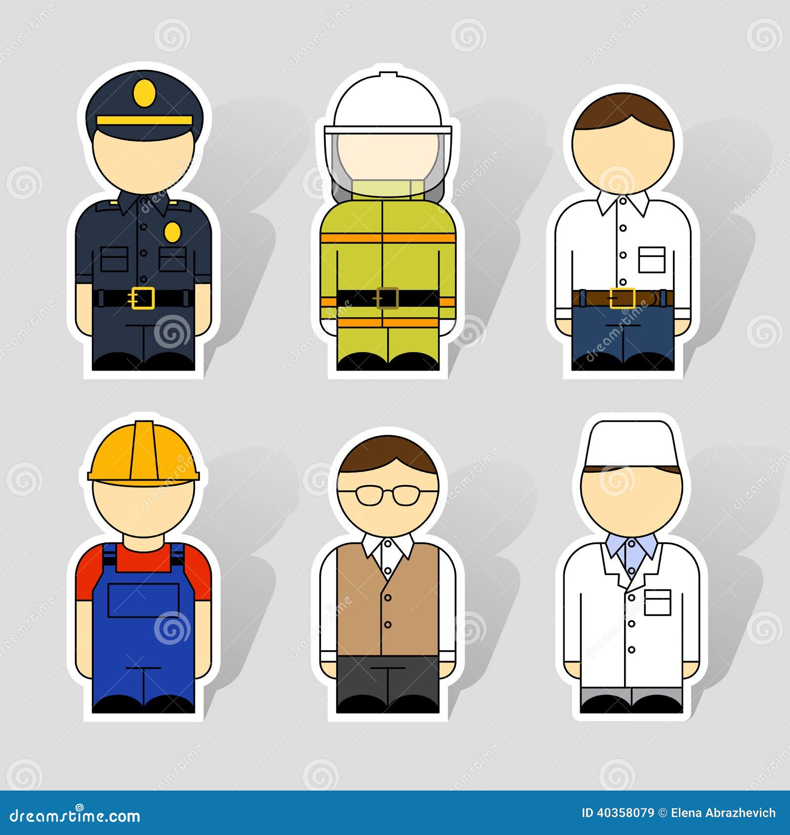 Icons of Different Professions Stock Vector - Illustration of employee ...
