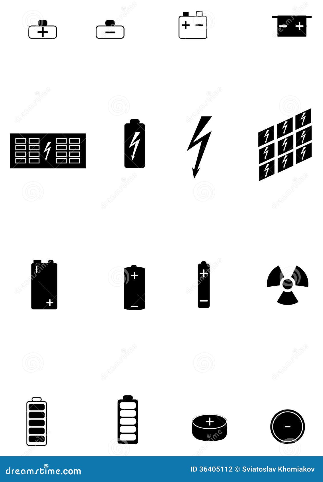 Icons of Different Types of Electric Batteries Stock Vector ...