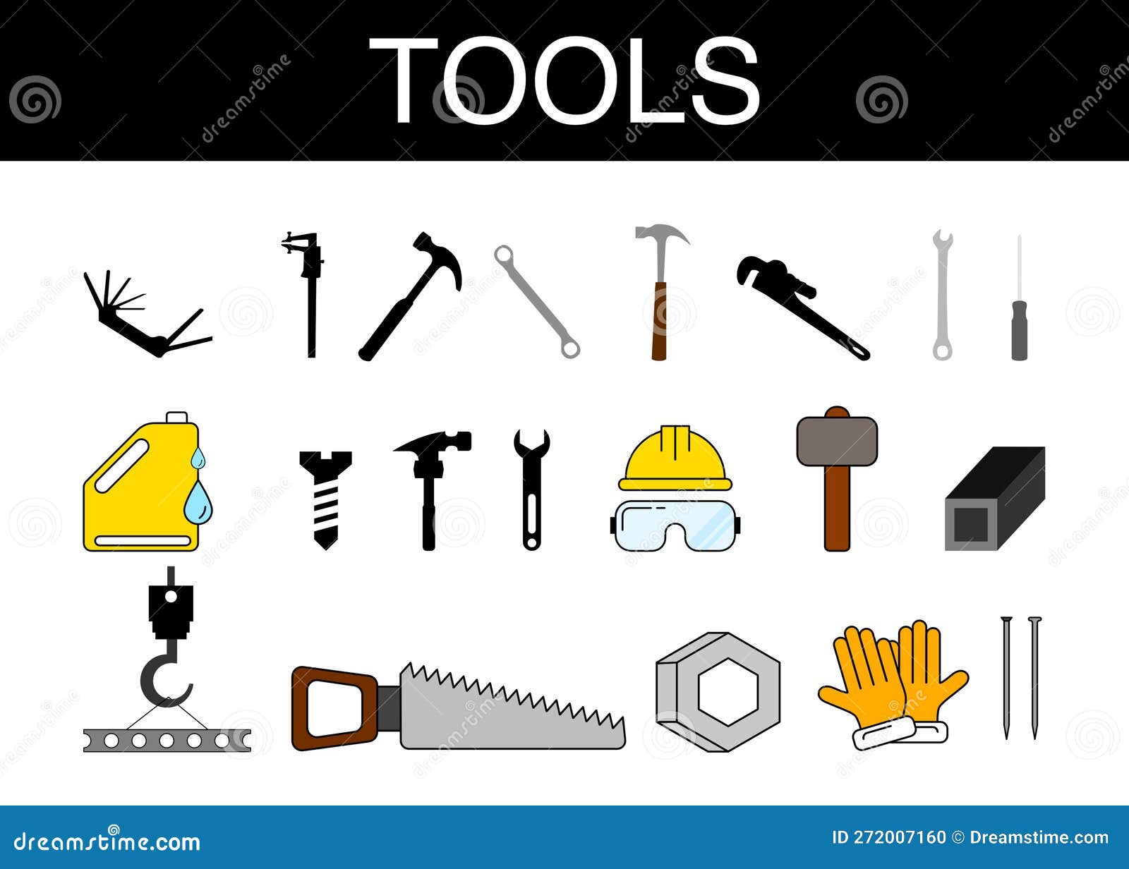 Icons Of Different Types Of Tools Vector Illustration | CartoonDealer ...