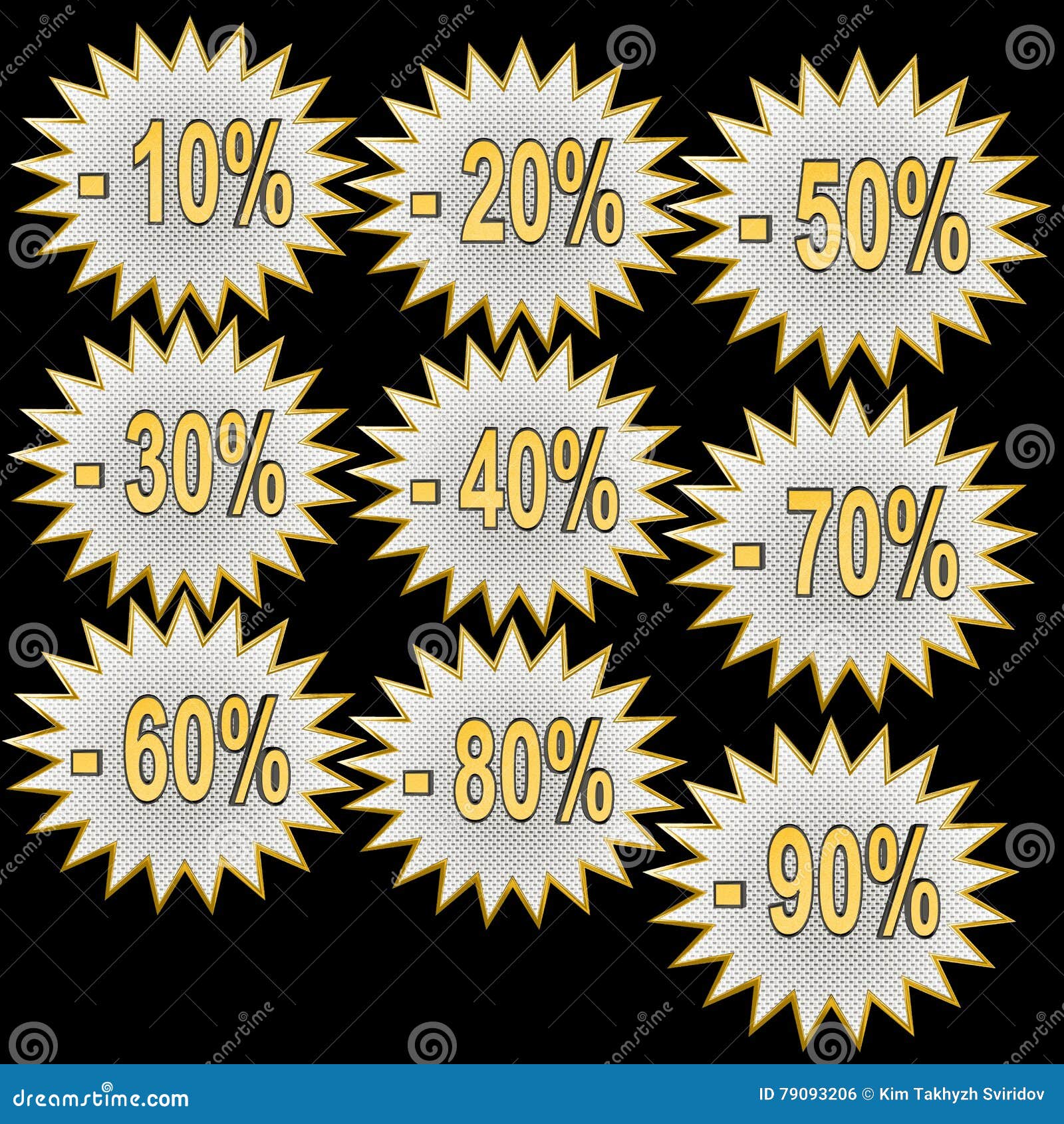 Icons of Discount on a Black Background Stock Illustration ...