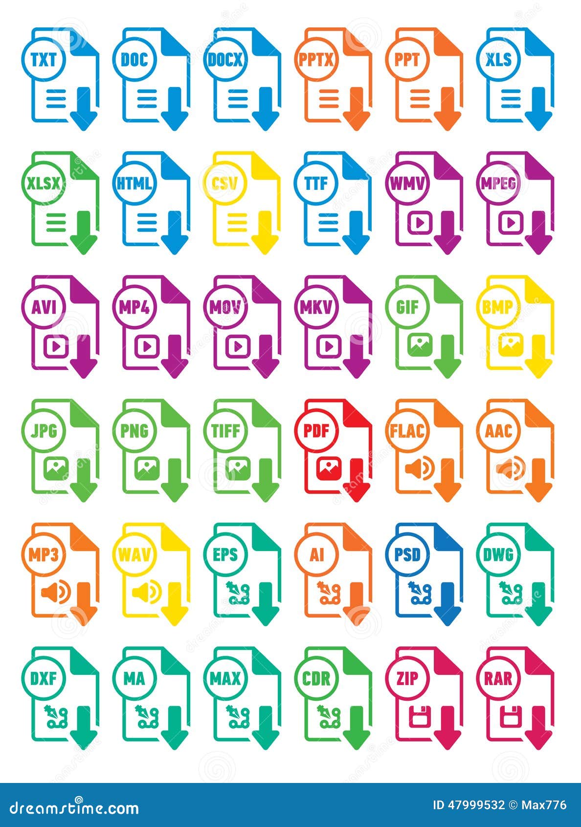 Icons Download Extension Files Stock Vector - Illustration of network ...