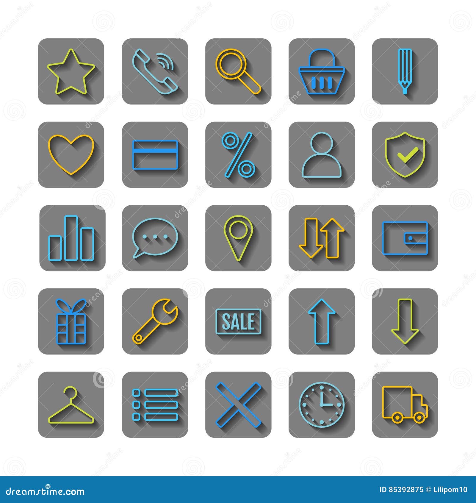 Icons E-Commerce. Flat Objects, Shopping Symbols, Elements for ...