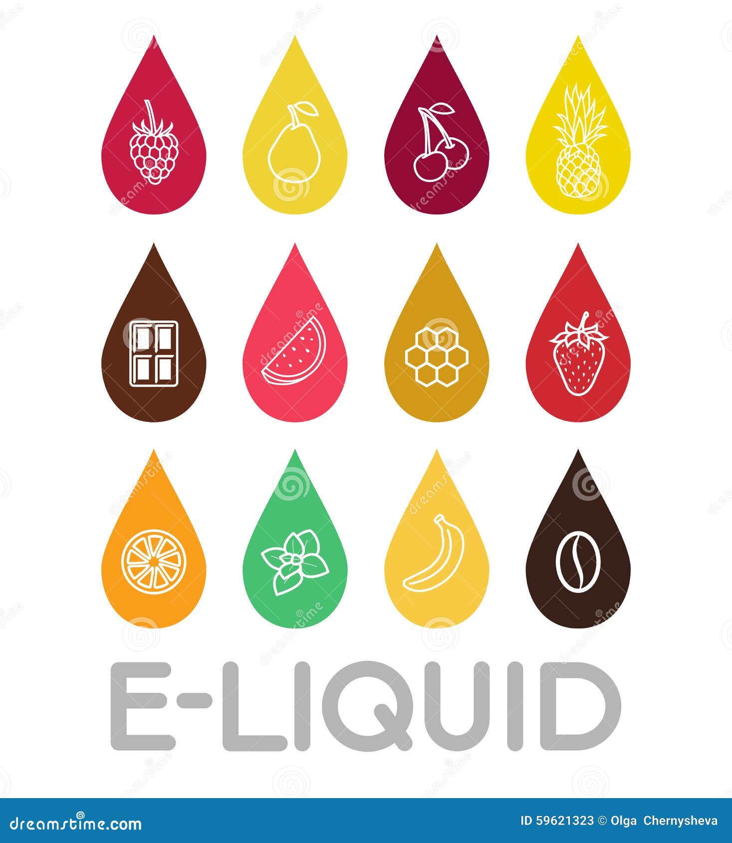 Icons of E-Liquid stock vector. Illustration of shop - 59621323