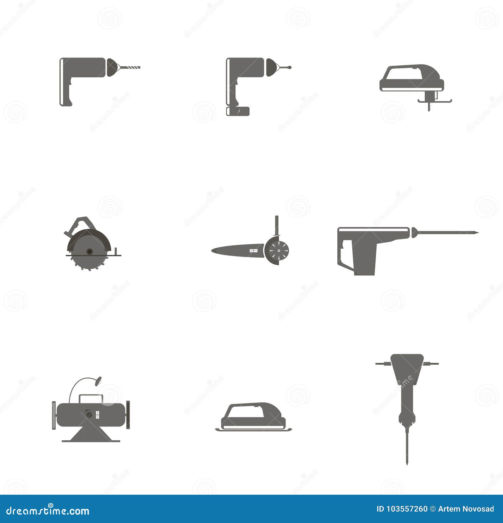 Icons of electric tools stock vector. Illustration of handle - 103557260