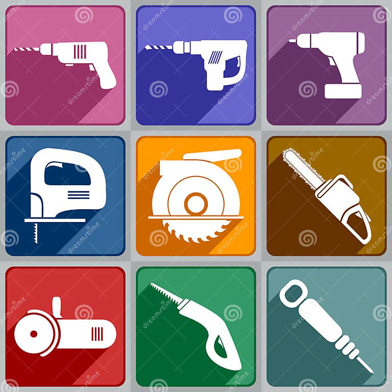 Icons of the Electric Tools Stock Vector - Illustration of graphic ...