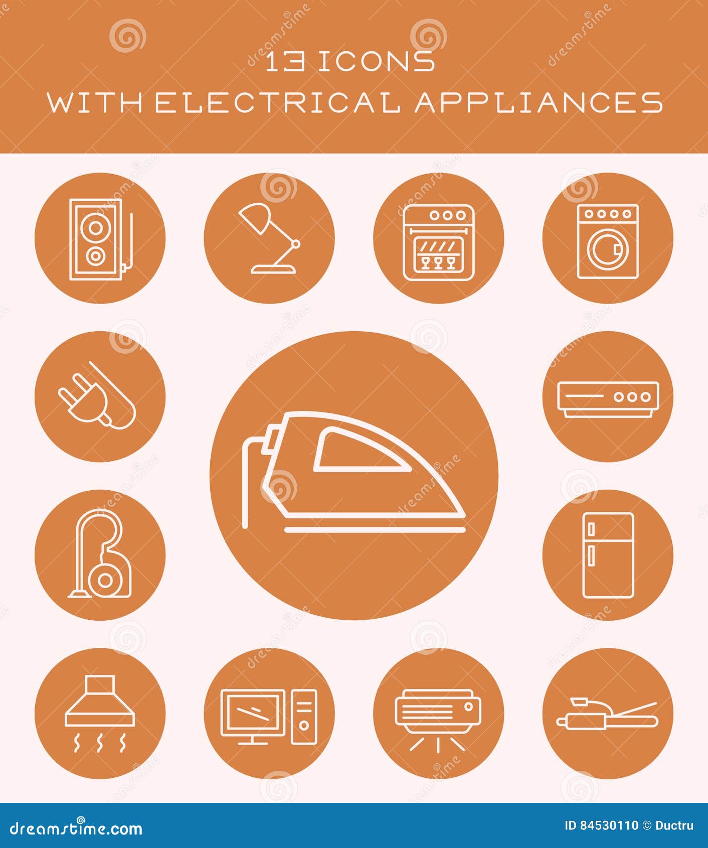 13 Icons with Electrical Appliances. Stock Vector - Illustration of ...