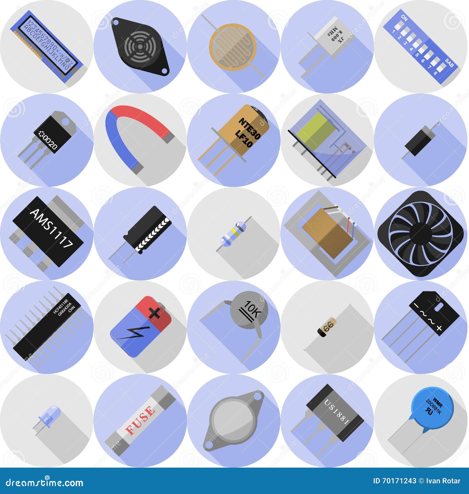 Icons of Electronic Components Stock Illustration - Illustration of ...
