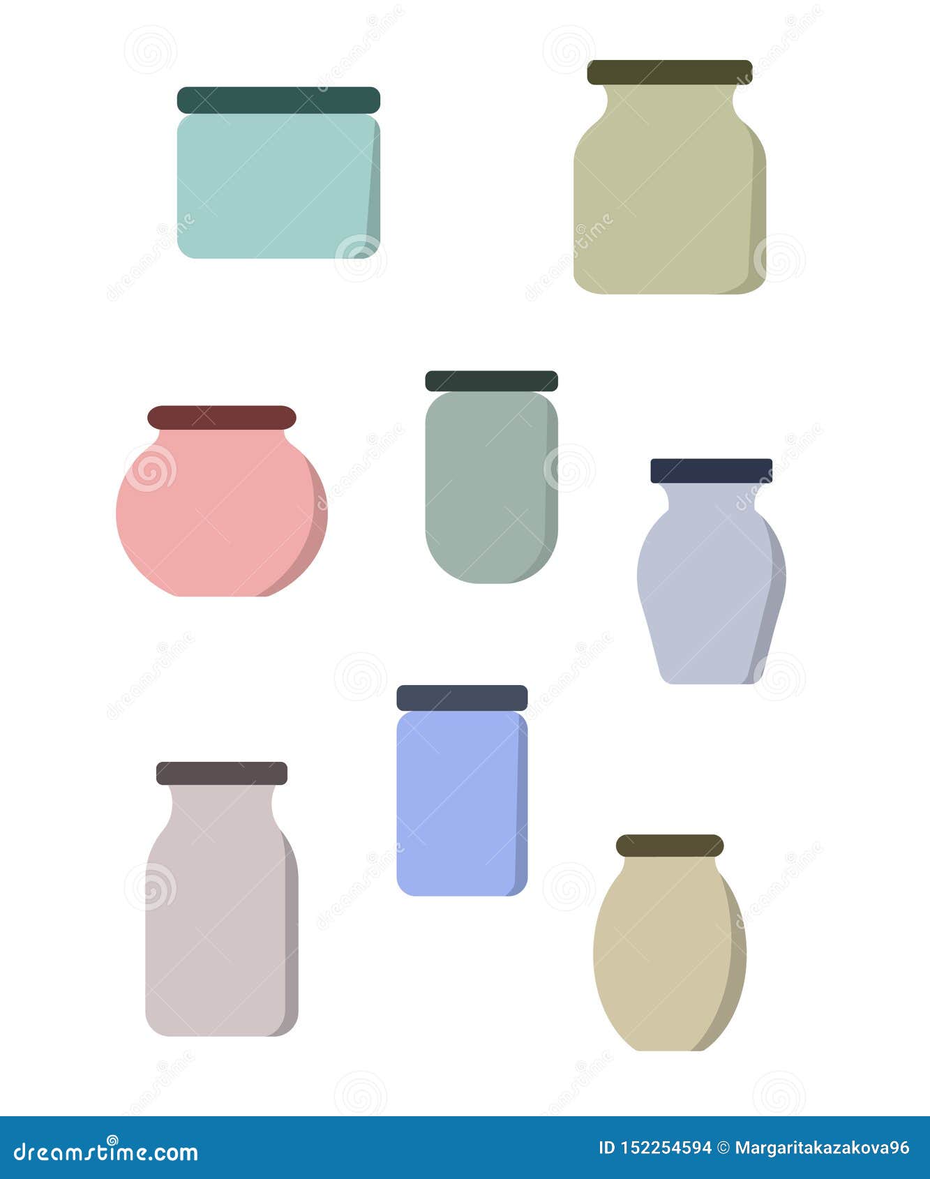 Icons of Empty Glass Jars Set Stock Illustration - Illustration of jars ...