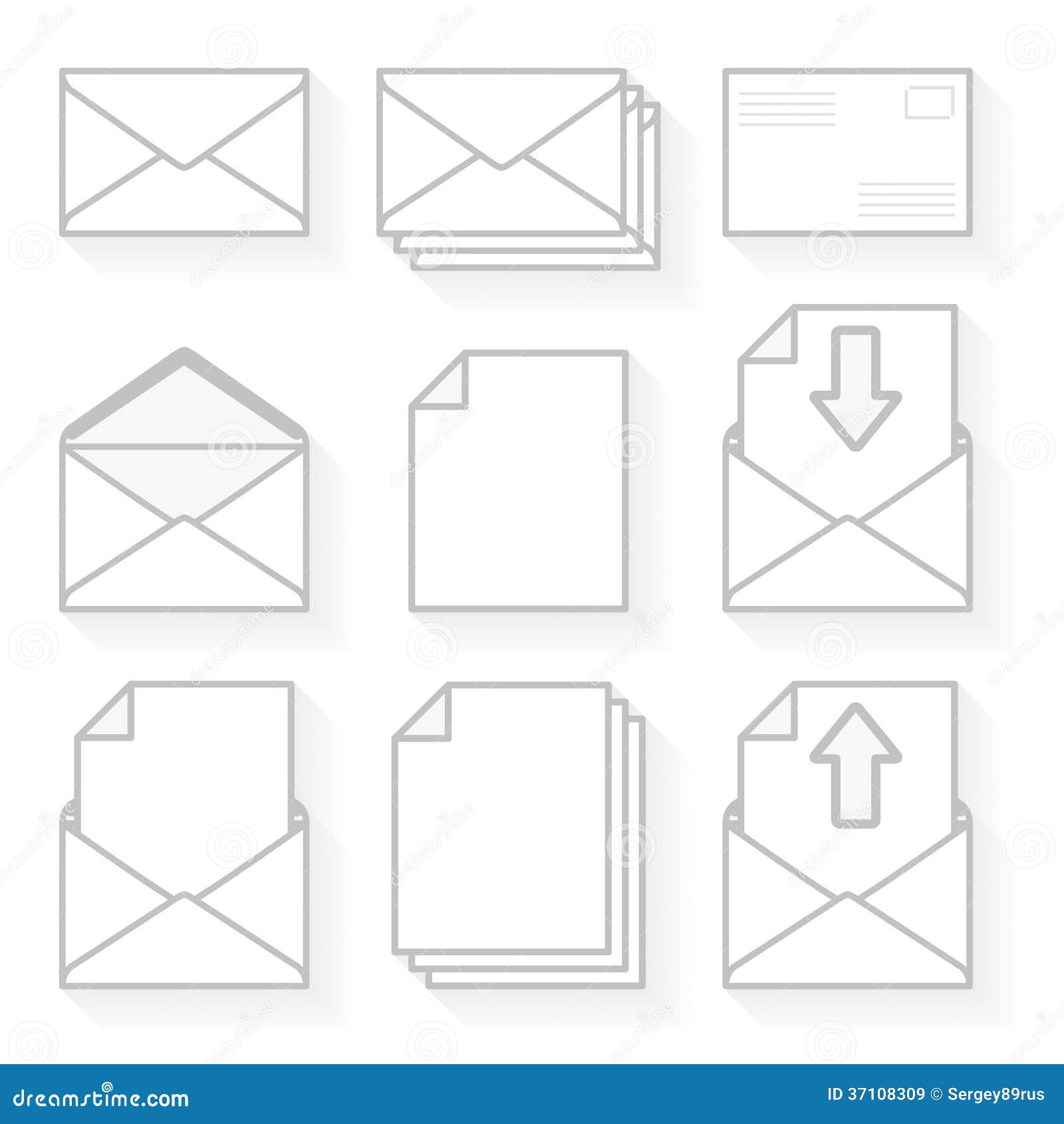 Icons envelopes and paper. stock vector. Illustration of correspondence ...