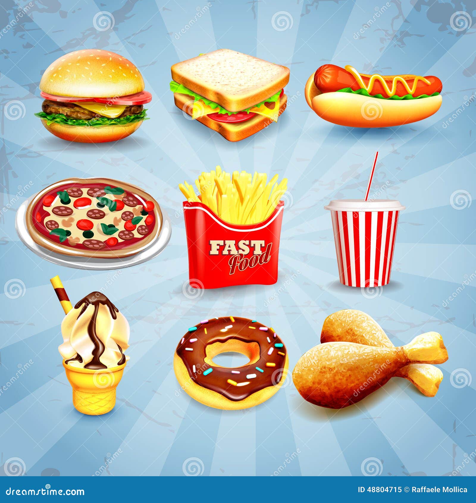Icons fast food stock vector. Illustration of drink, fries - 48804715