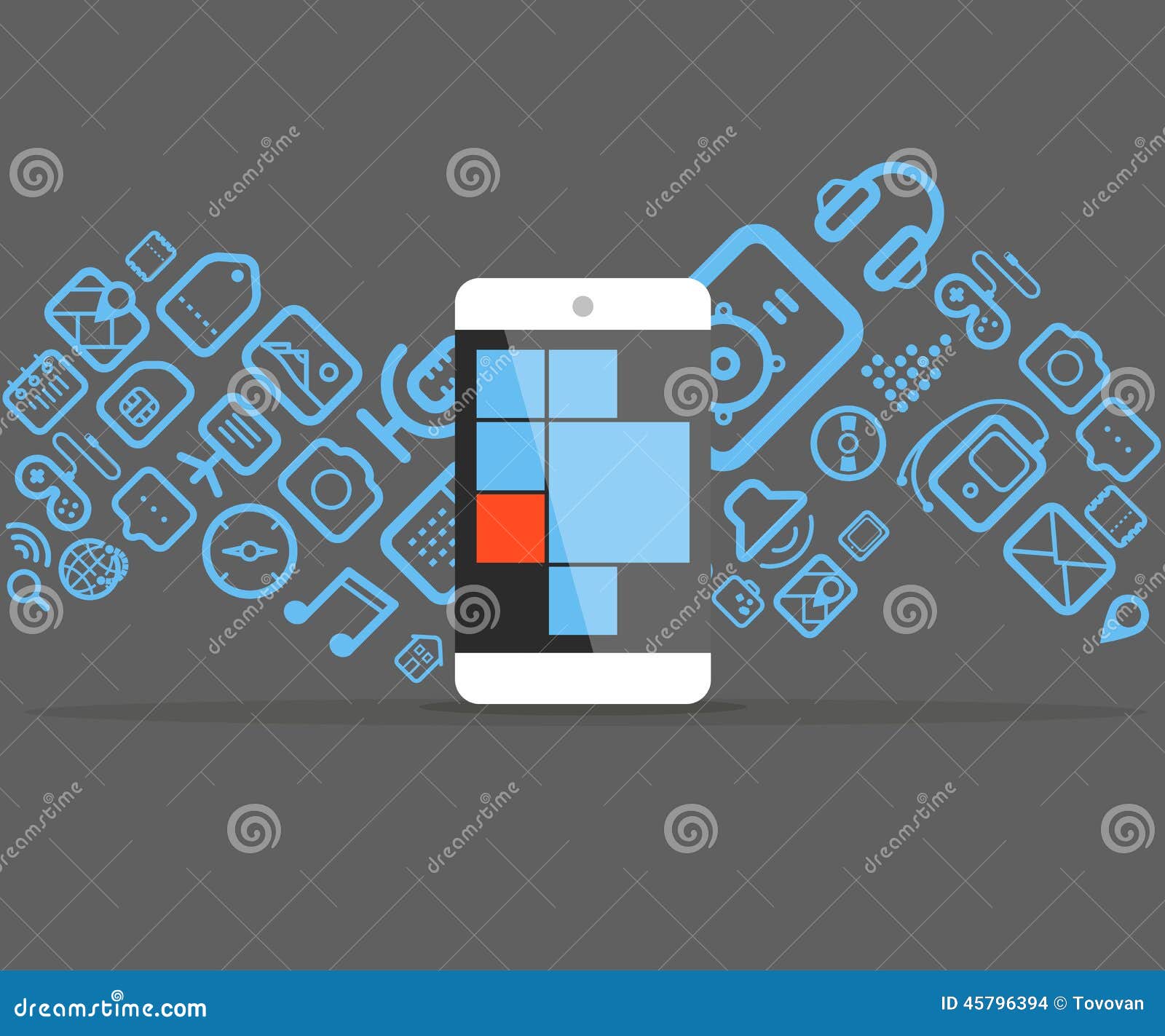 Icons Flows into Modern Smartphone Stock Vector - Illustration of icons ...