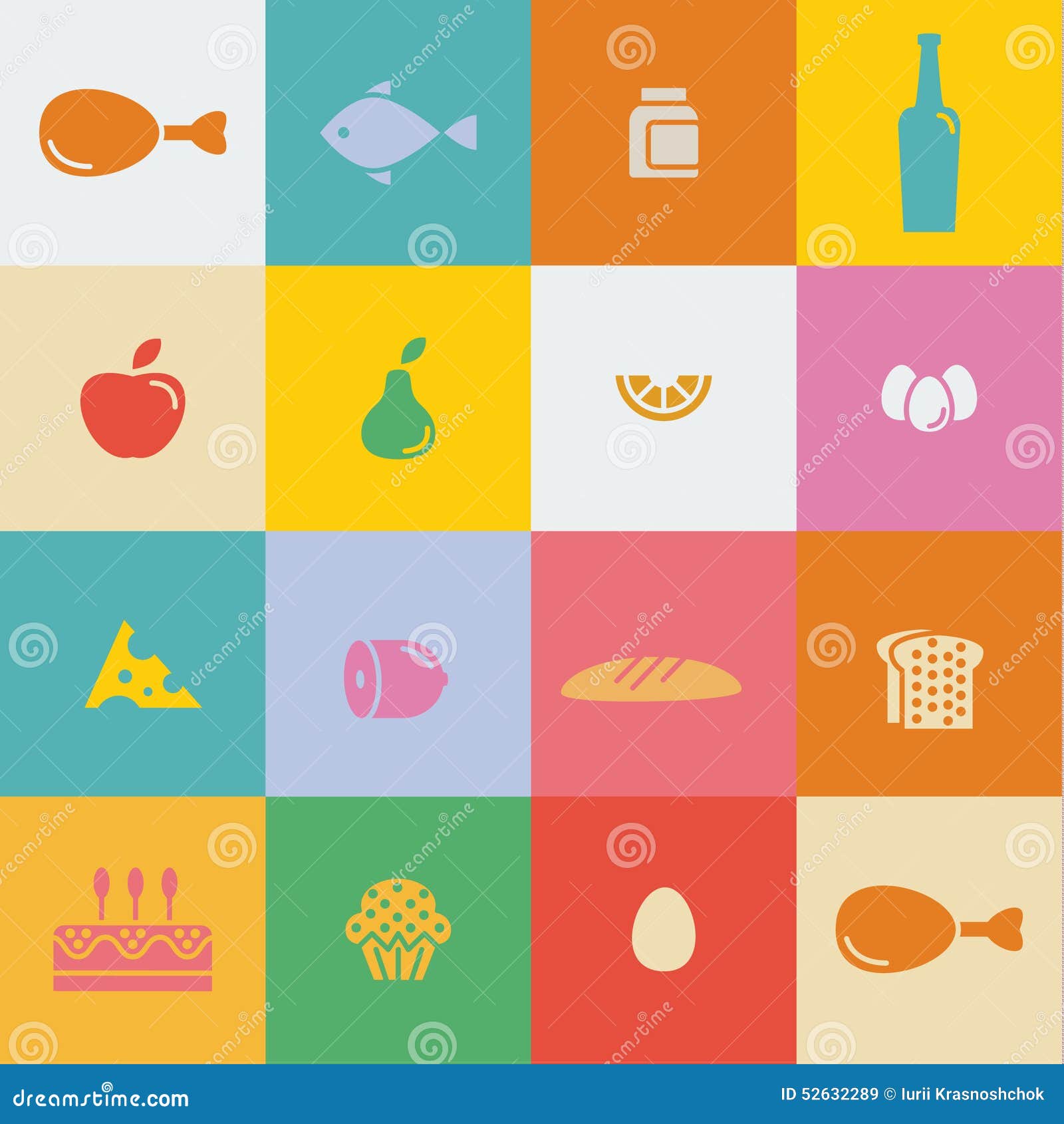 Icons Food and Products in Flat Style Vector Stock Vector ...