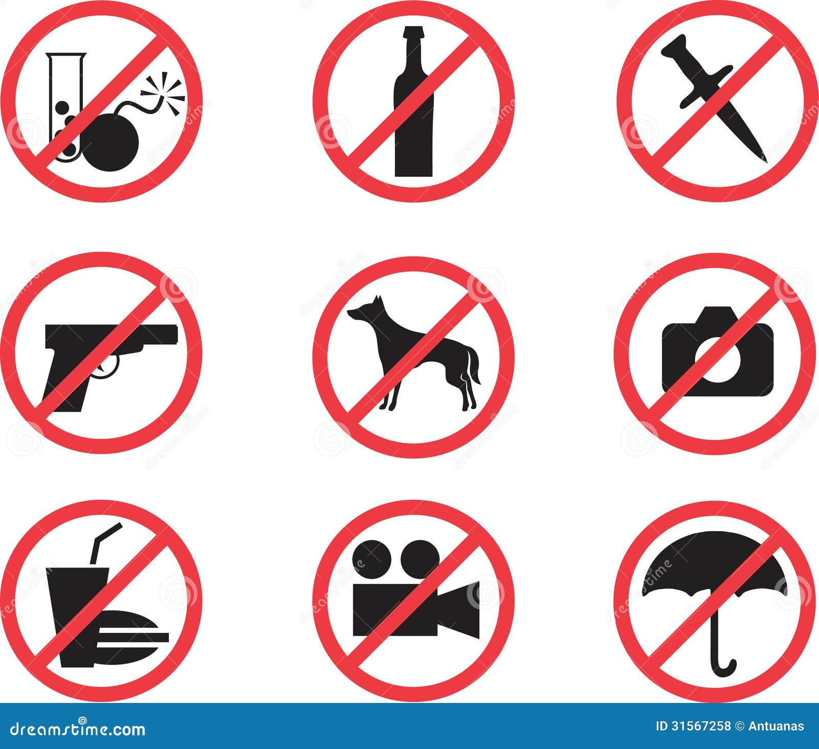Icons forbidden set stock illustration. Illustration of design - 31567258