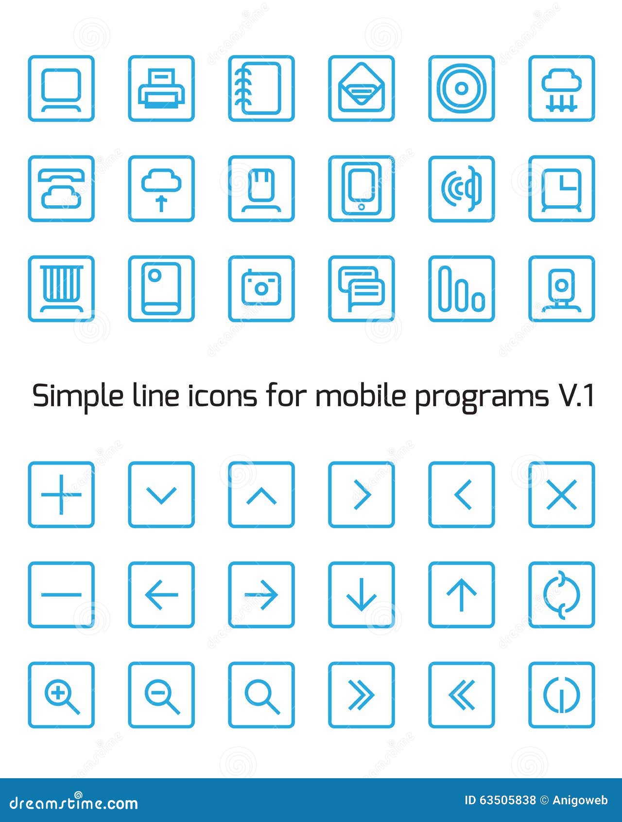 Icons form of fine lines stock vector. Illustration of application ...