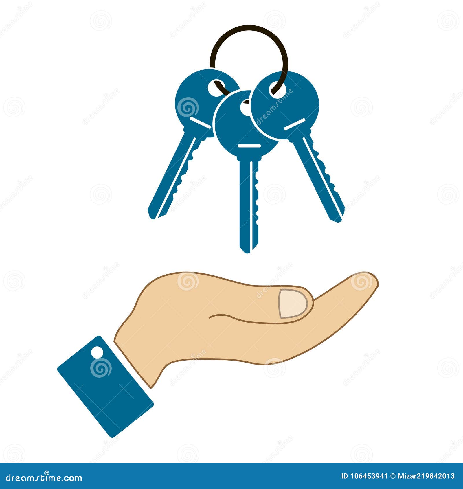 Icons in the Form Keys with Human Hand Stock Vector - Illustration of ...