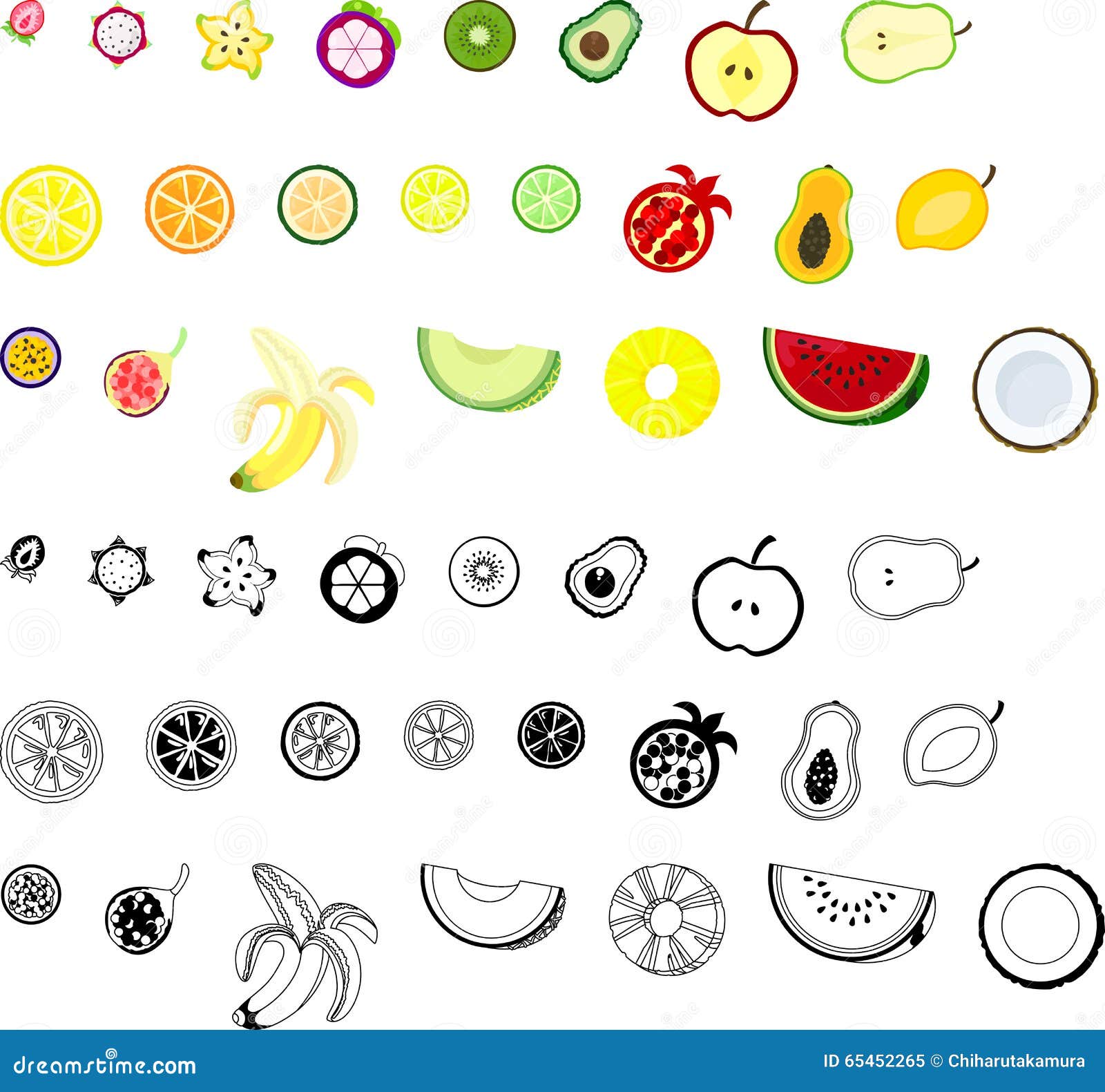 The icons of fruits stock vector. Illustration of fruit - 65452265