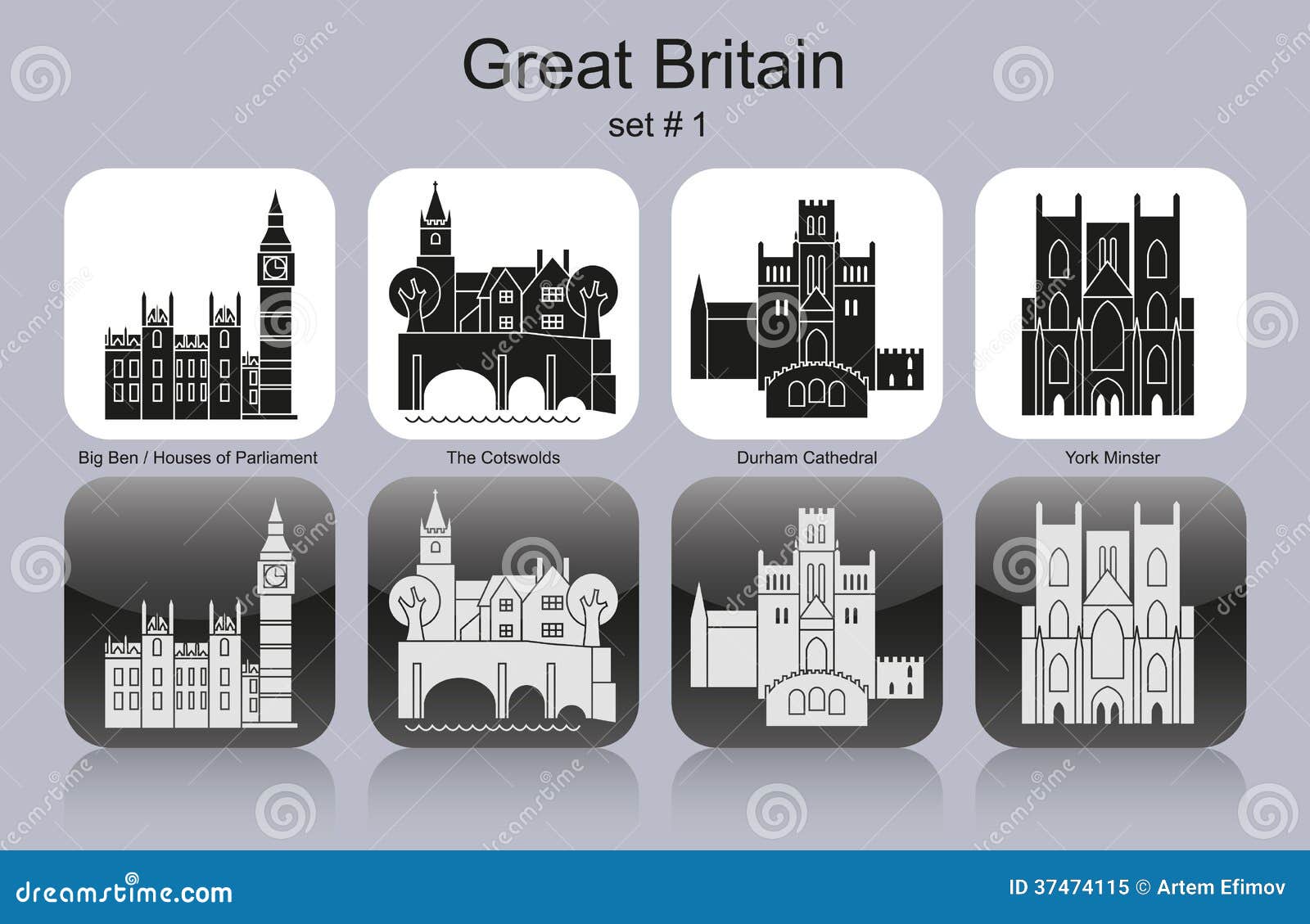 Icons of Great Britain stock vector. Illustration of buildings - 37474115