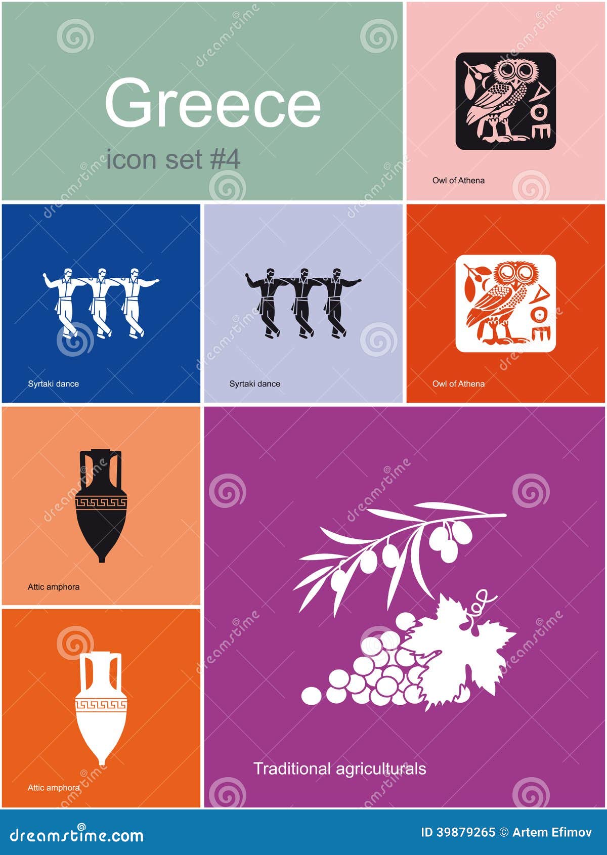 Icons of Greece stock vector. Illustration of miniatures - 39879265