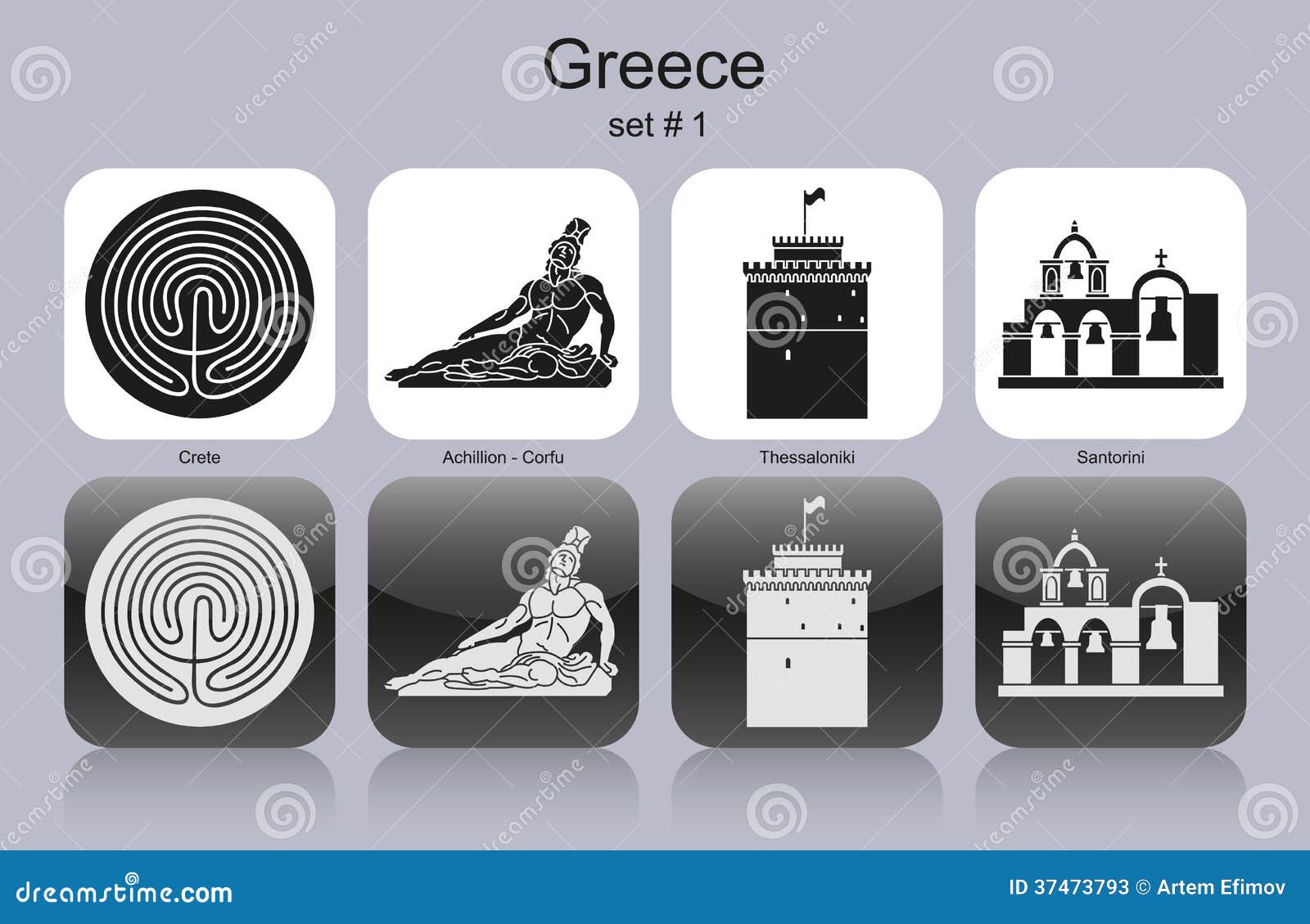 Icons Of Greece Cartoon Vector | CartoonDealer.com #37473801