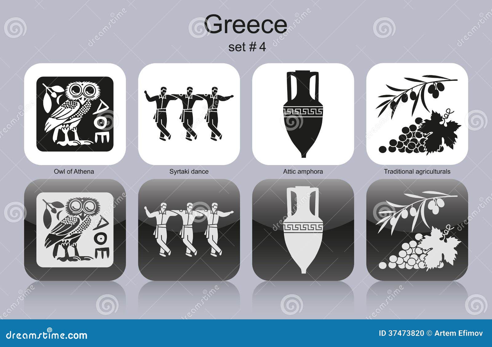 Icons Of Greece Cartoon Vector | CartoonDealer.com #37473801