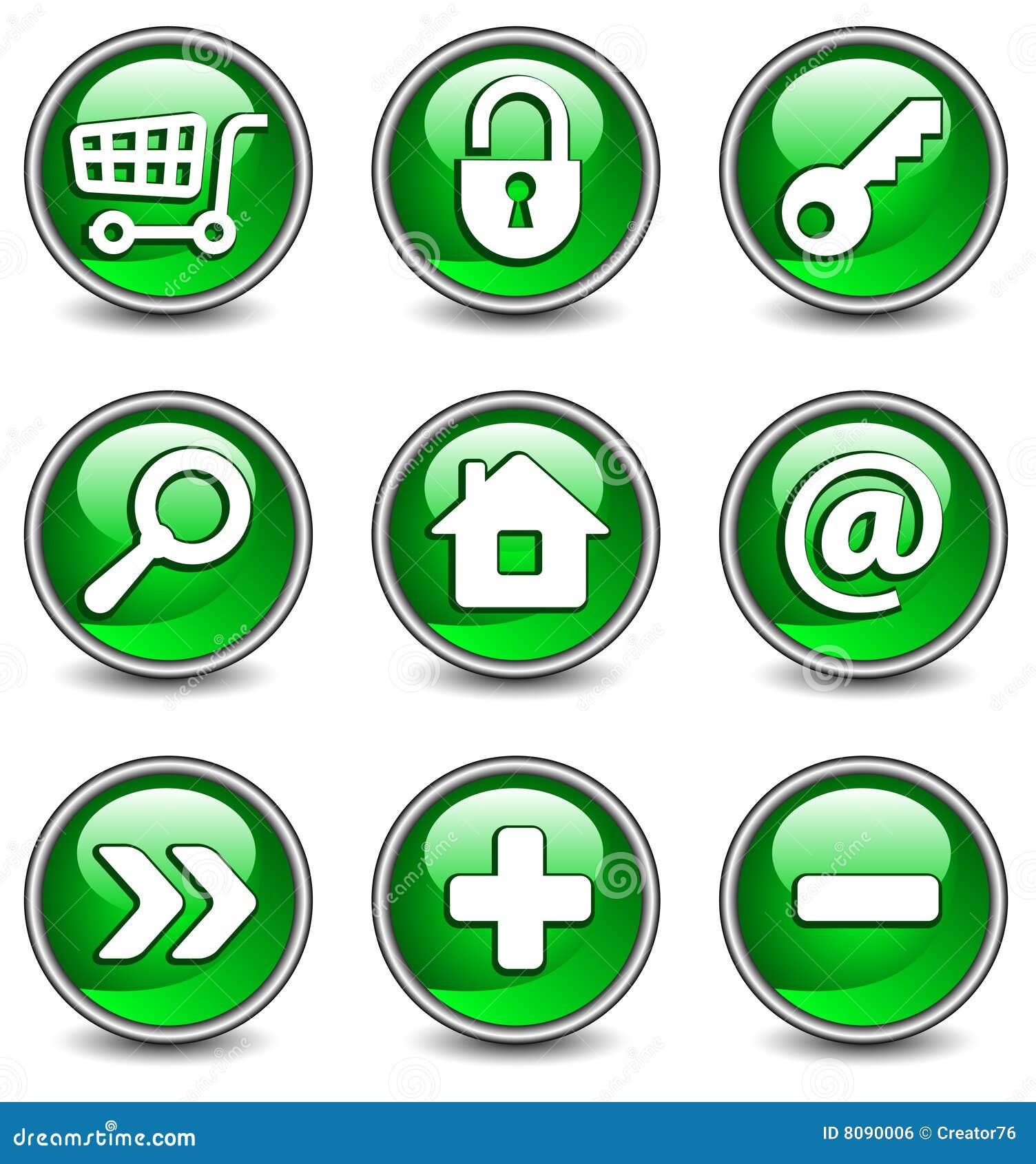 Icons in green stock vector. Illustration of mark, pictogram - 8090006