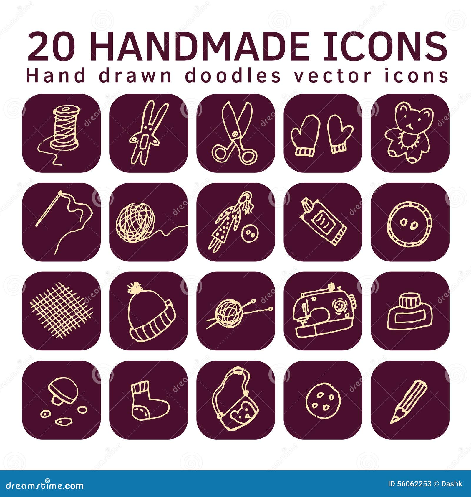 Icons handmade set stock vector. Illustration of sewing - 56062253