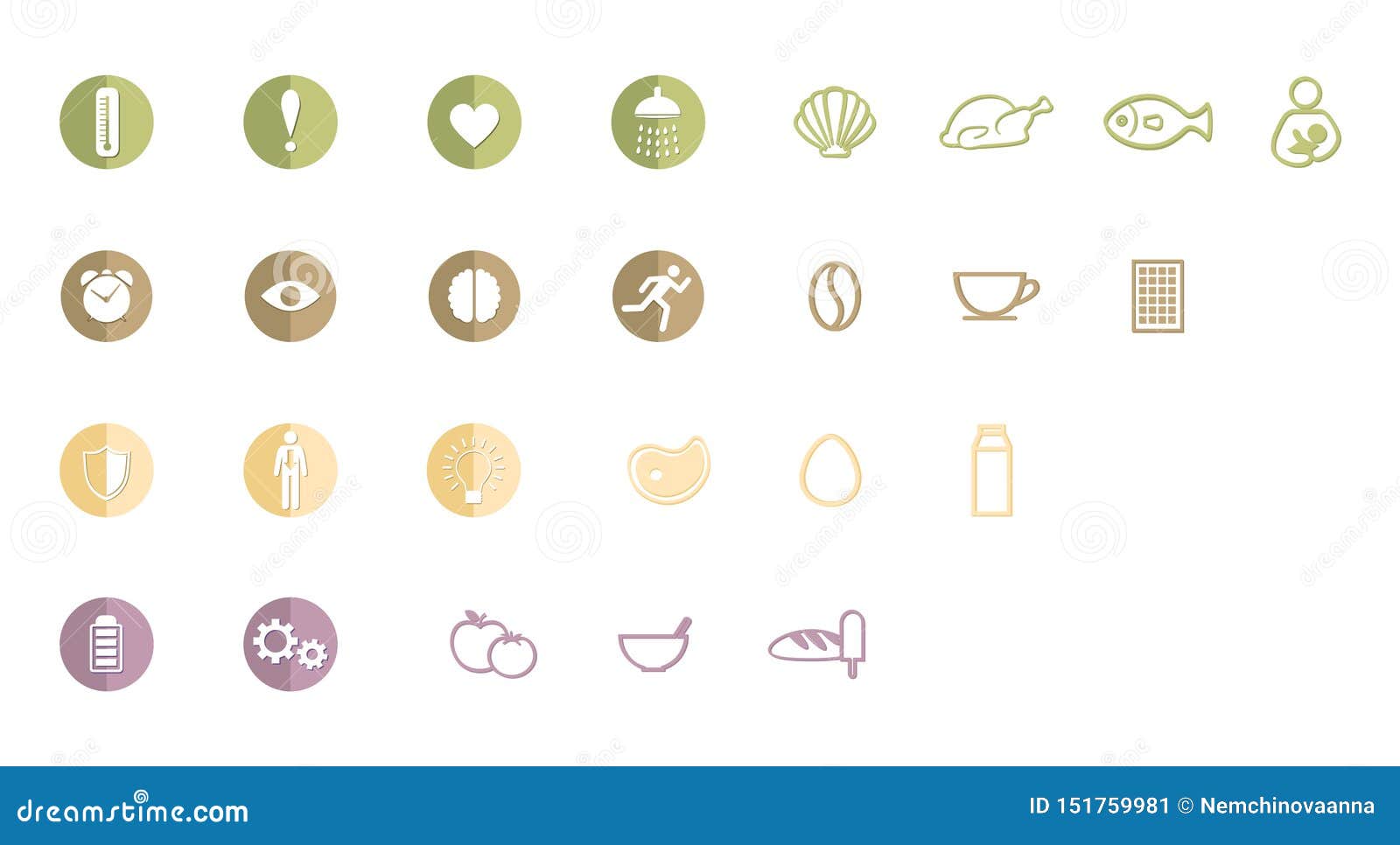 Logo, Icons or Pictograms of Attributes of Healthy Life, Staying Fit ...