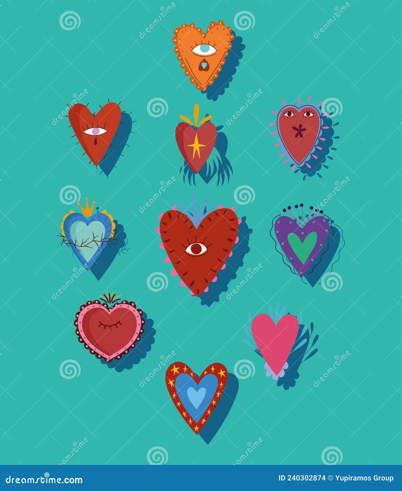 Icons hearts with shadow stock vector. Illustration of valentines ...