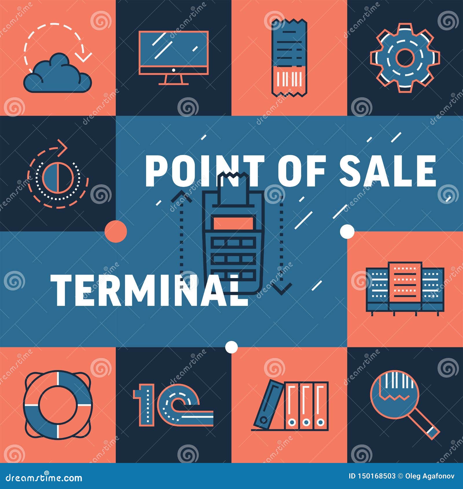 Terminal Point Sale Icon with NFC Payment Sign in Minimal Trendy Style ...