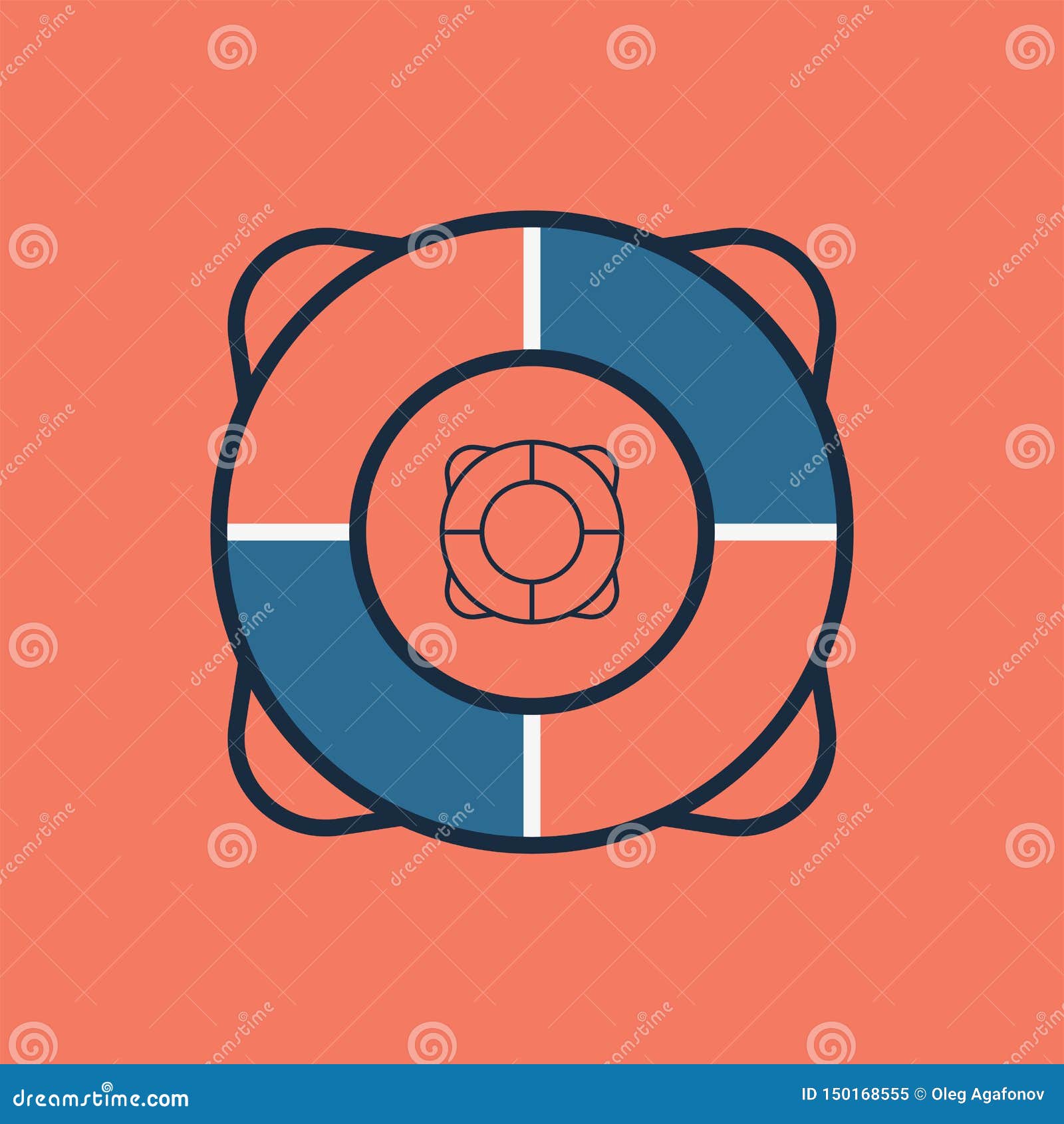 Flotation Ring Sign and Safety Ring Icon in Vector Line Style with ...