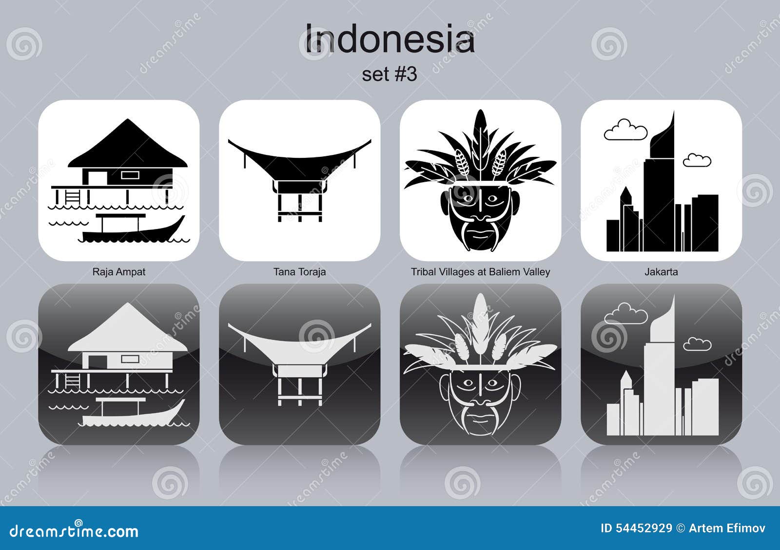 Icons of Indonesia stock vector. Illustration of panorama - 54452929