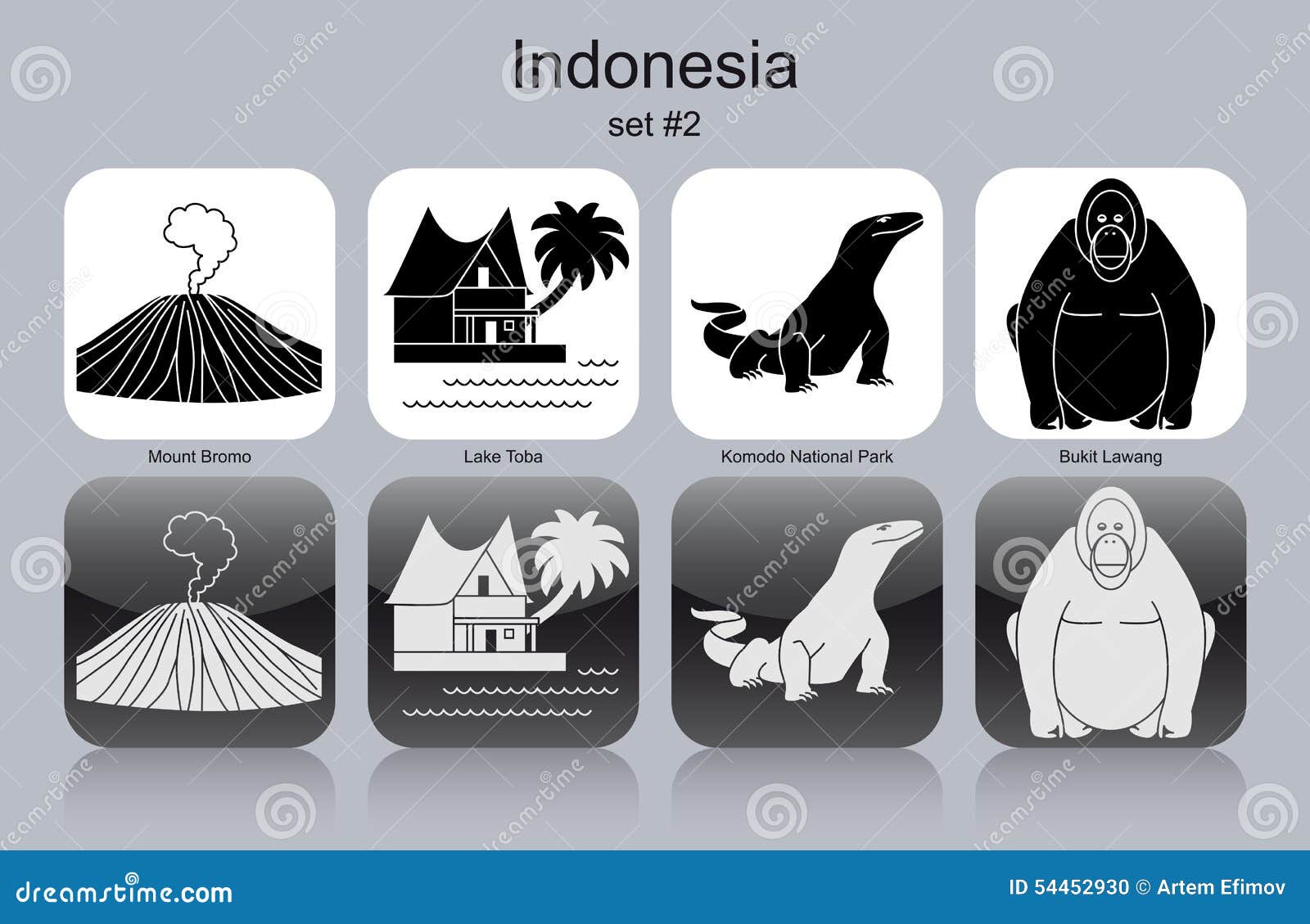 Icons of Indonesia stock vector. Illustration of java - 54452930