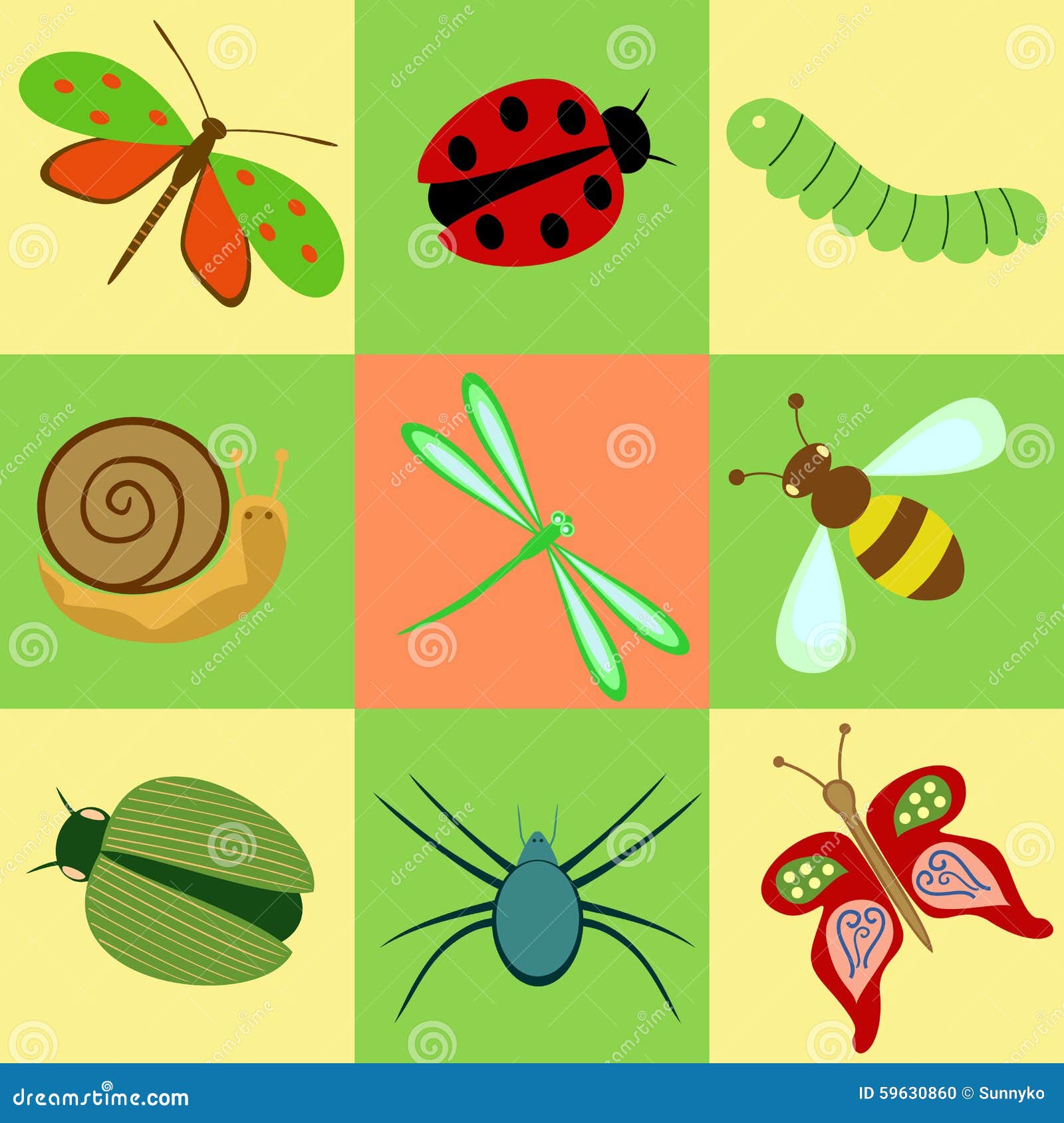 Icons with insects stock illustration. Illustration of icon - 59630860