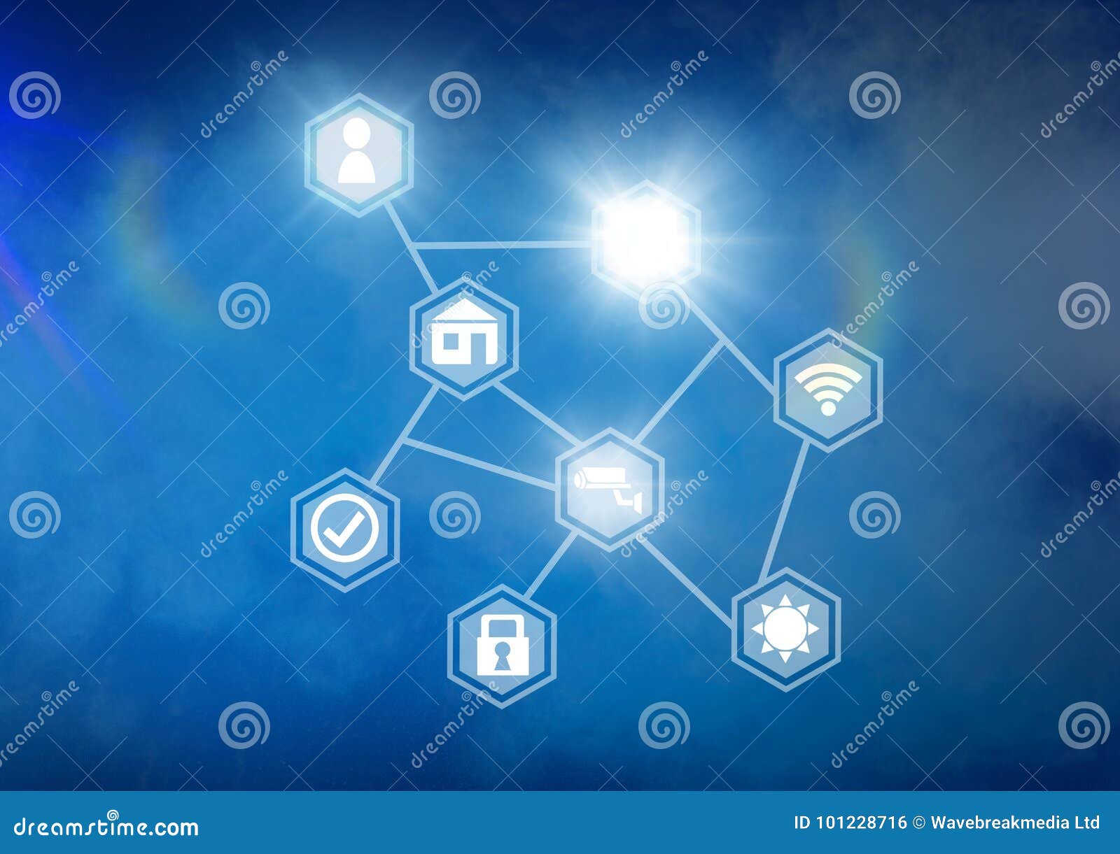Icons Interface of Internet of Things Over Blue Background Stock ...